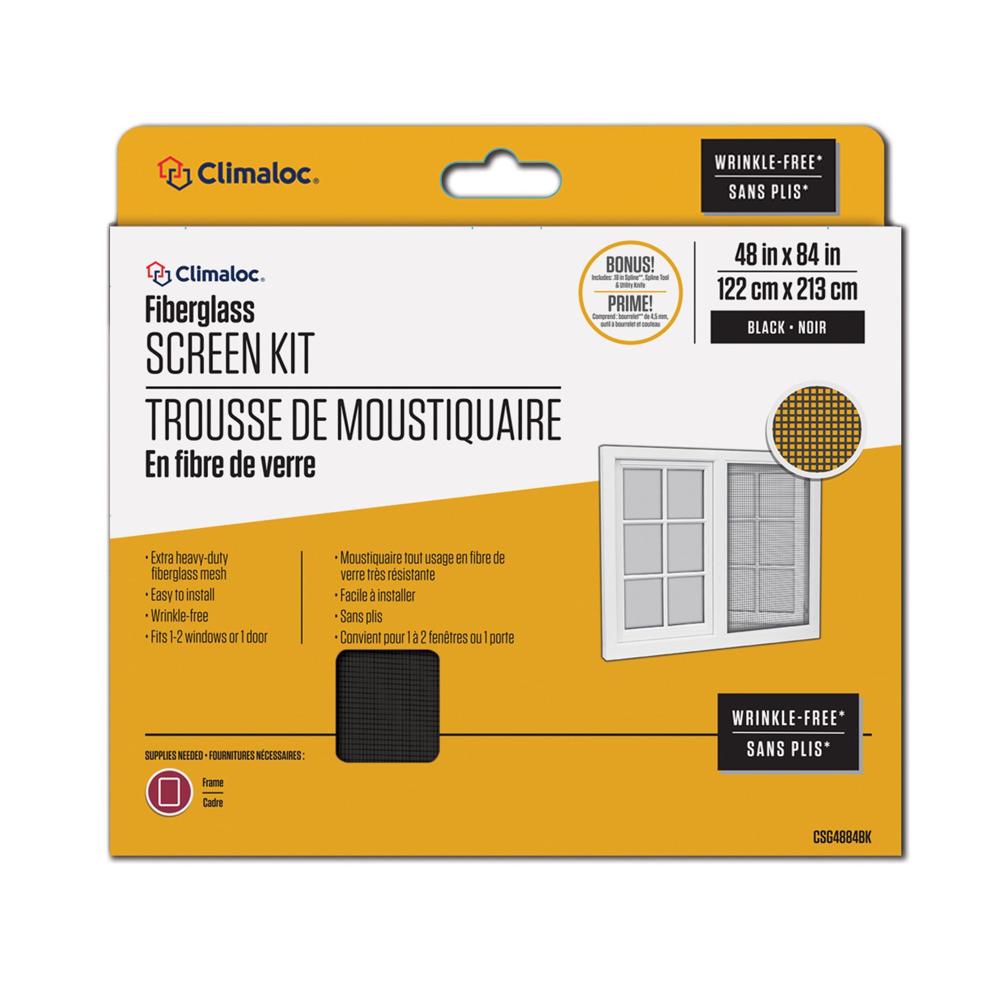 Fiberglass Screen Kit - 48" x 84" - Black from CLIMALOC | BMR