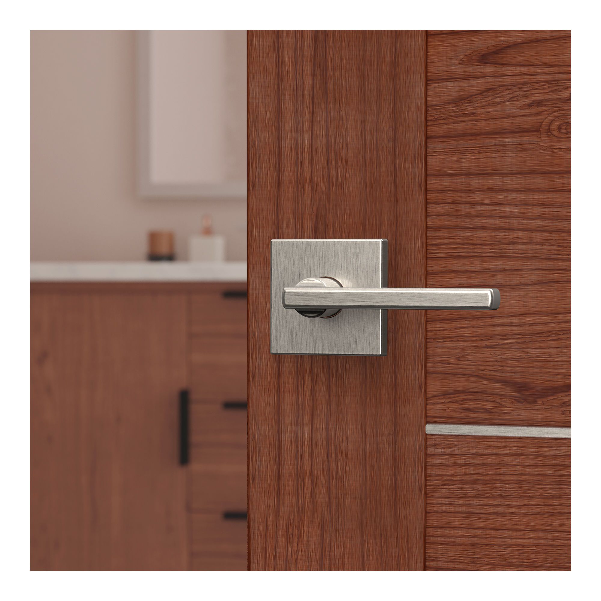 Halifax Square Rose Passage Levers - Satin Nickel from WEISER | BMR
