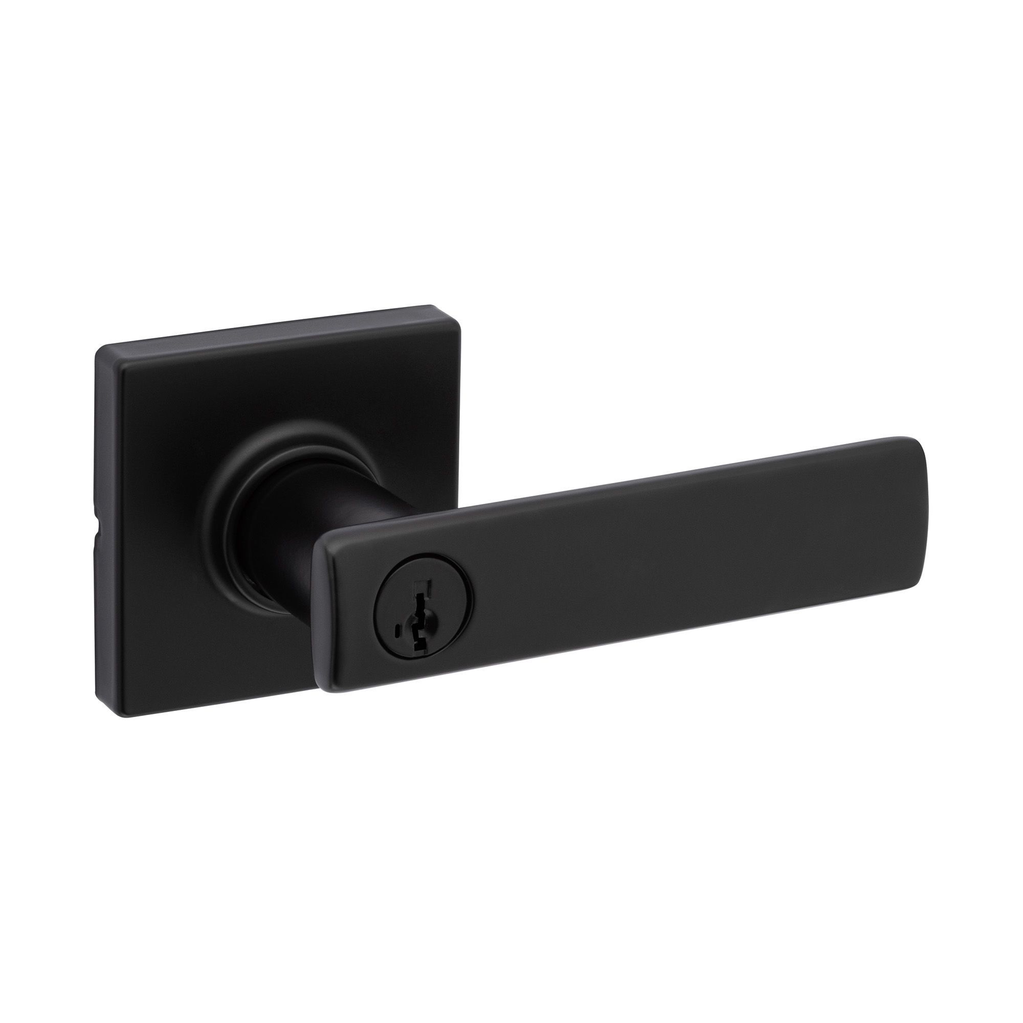 Breton Square Rose Keyed Entry Levers - Matte Black from WEISER | BMR