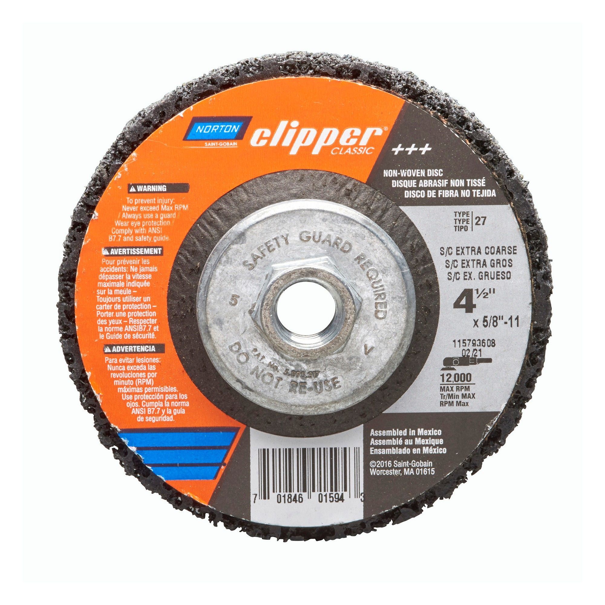 Clipper Classic SC Depressed Center Disc - Extra Coarse Grit - 4 1/2" x ...