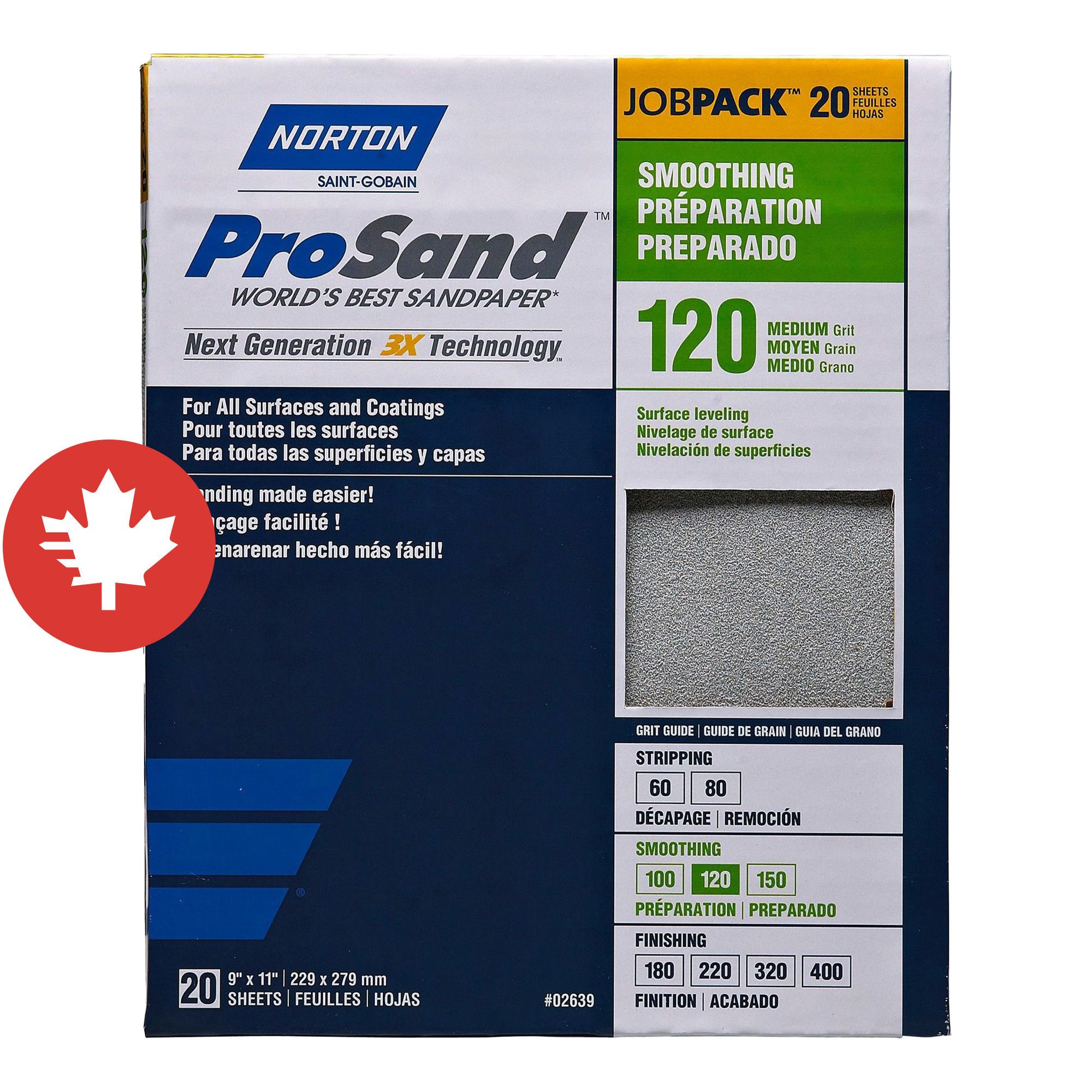 Sanding Paper - ProSand - Smooting 120 - 11" x 9" - 20/Pkg from NORTON ...