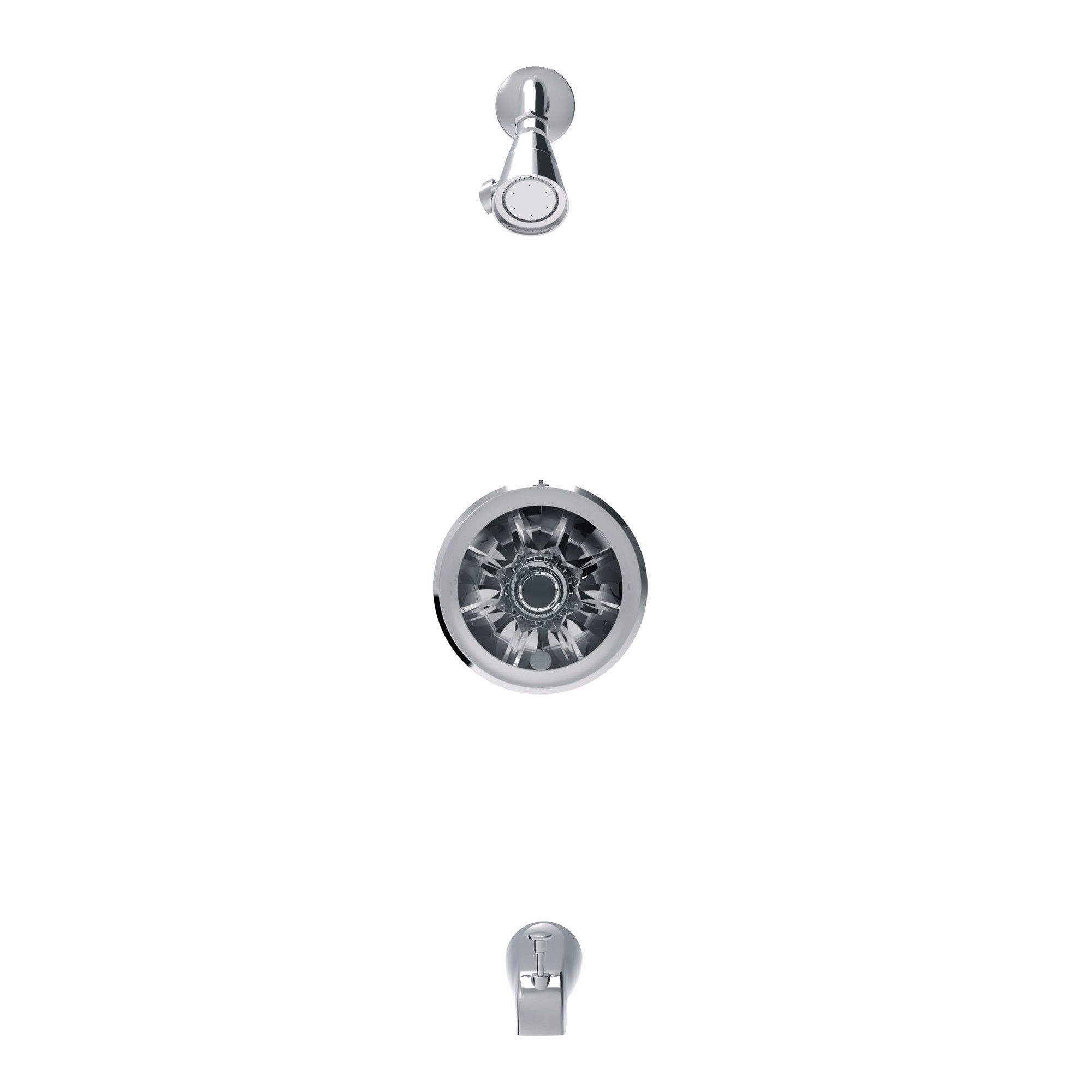 Tub/Shower Faucet - Elyan - 1 Handle - Chrome - 4 Pieces from FIXEL | BMR
