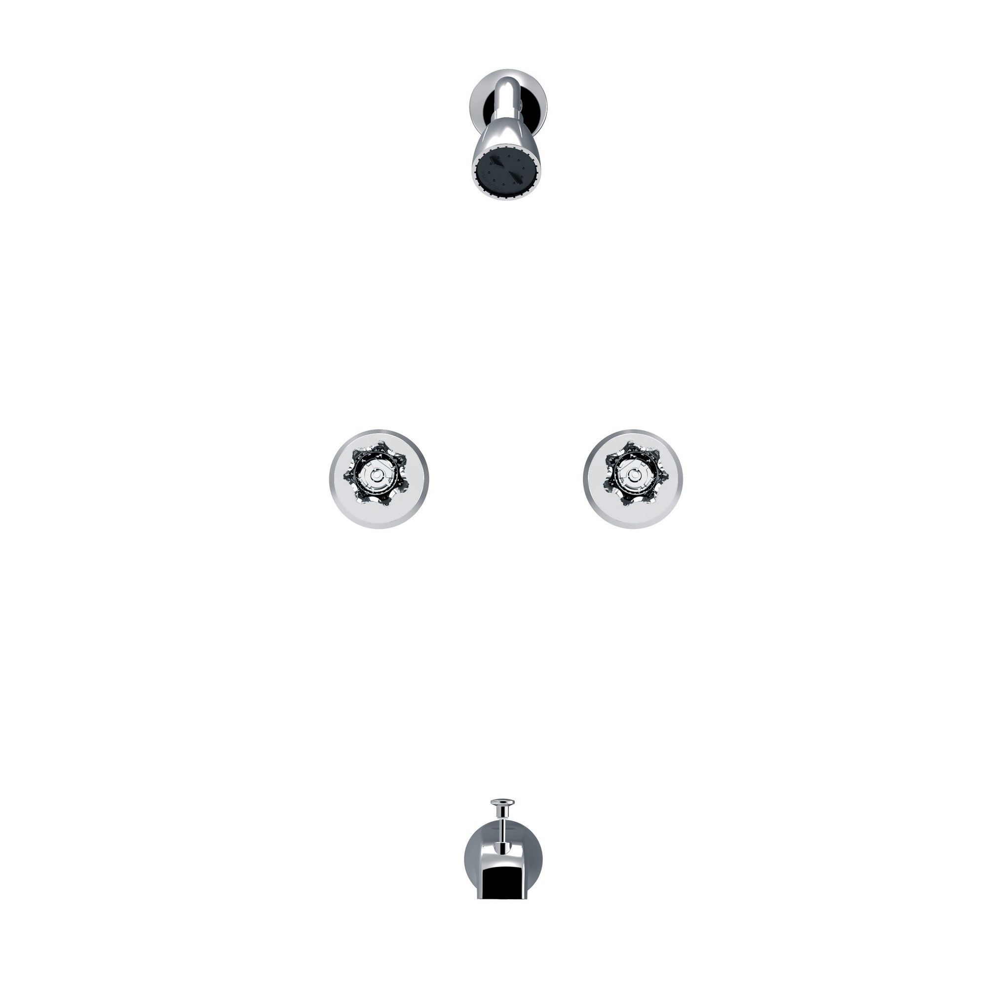 Tub/Shower Faucet - Elyan - 2 Handles - Chrome - 7 Pieces from FIXEL | BMR