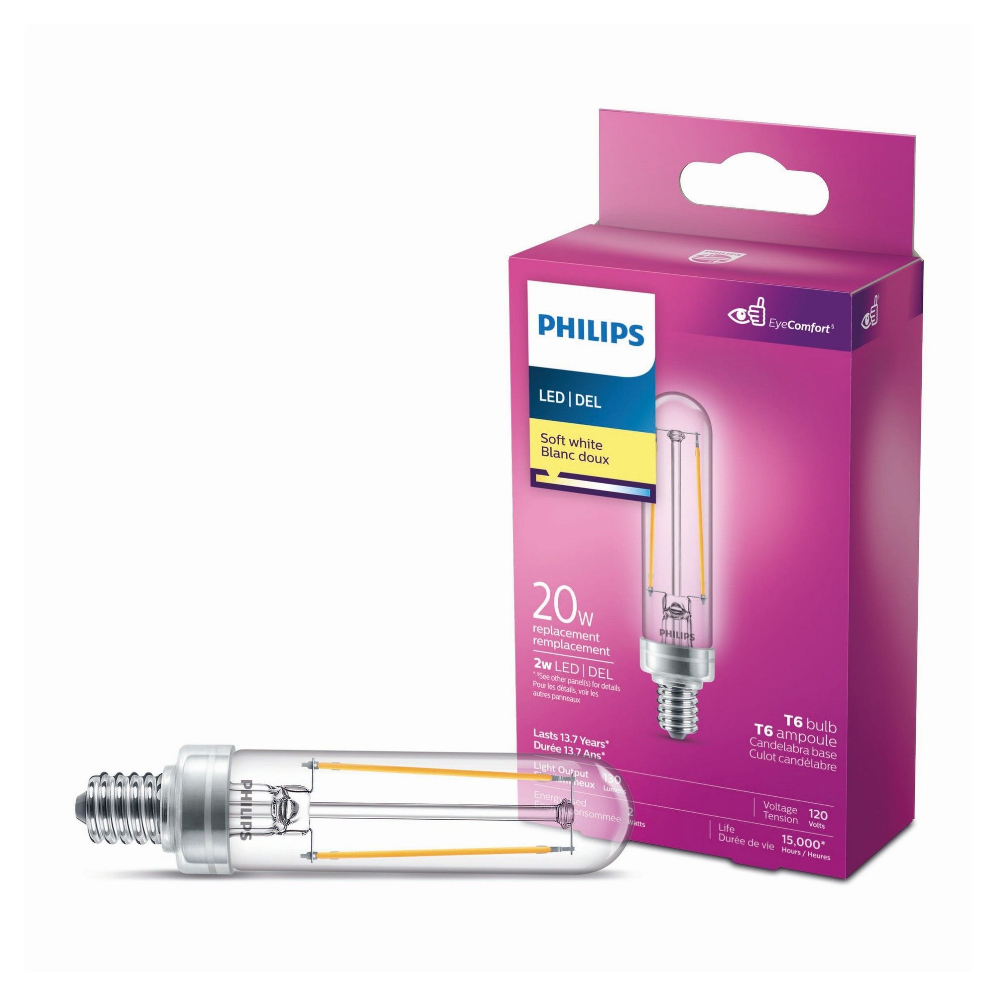 LED T6 Filament Glass Bulb - 20 W - Soft White from PHILIPS | BMR