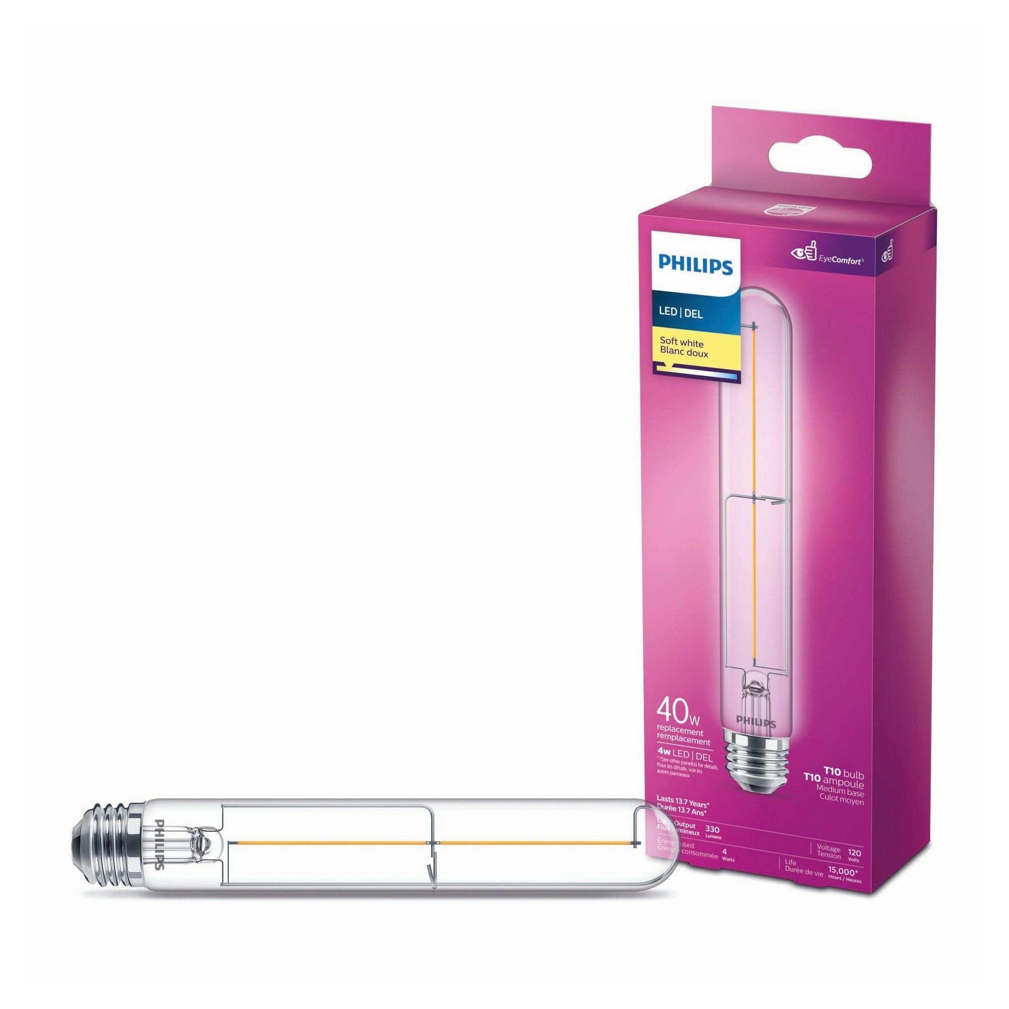 LED T10 Filament Glass Bulb - 40 W - Soft White from PHILIPS | BMR
