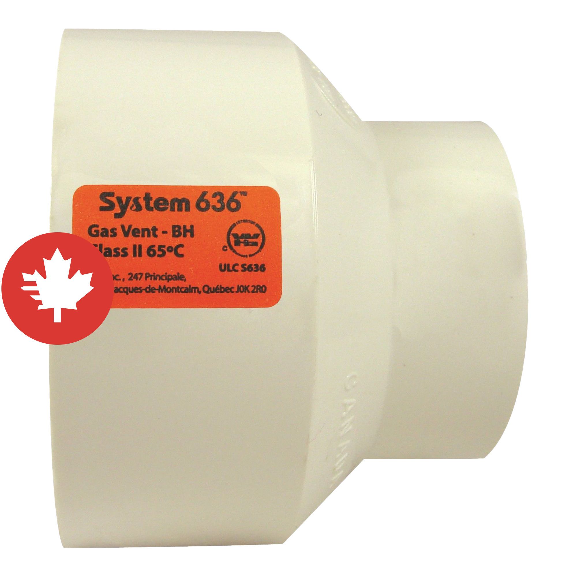 System 636 PVC FGV Reducer Coupling - Hub - 3" x 2" - White from IPEX | BMR