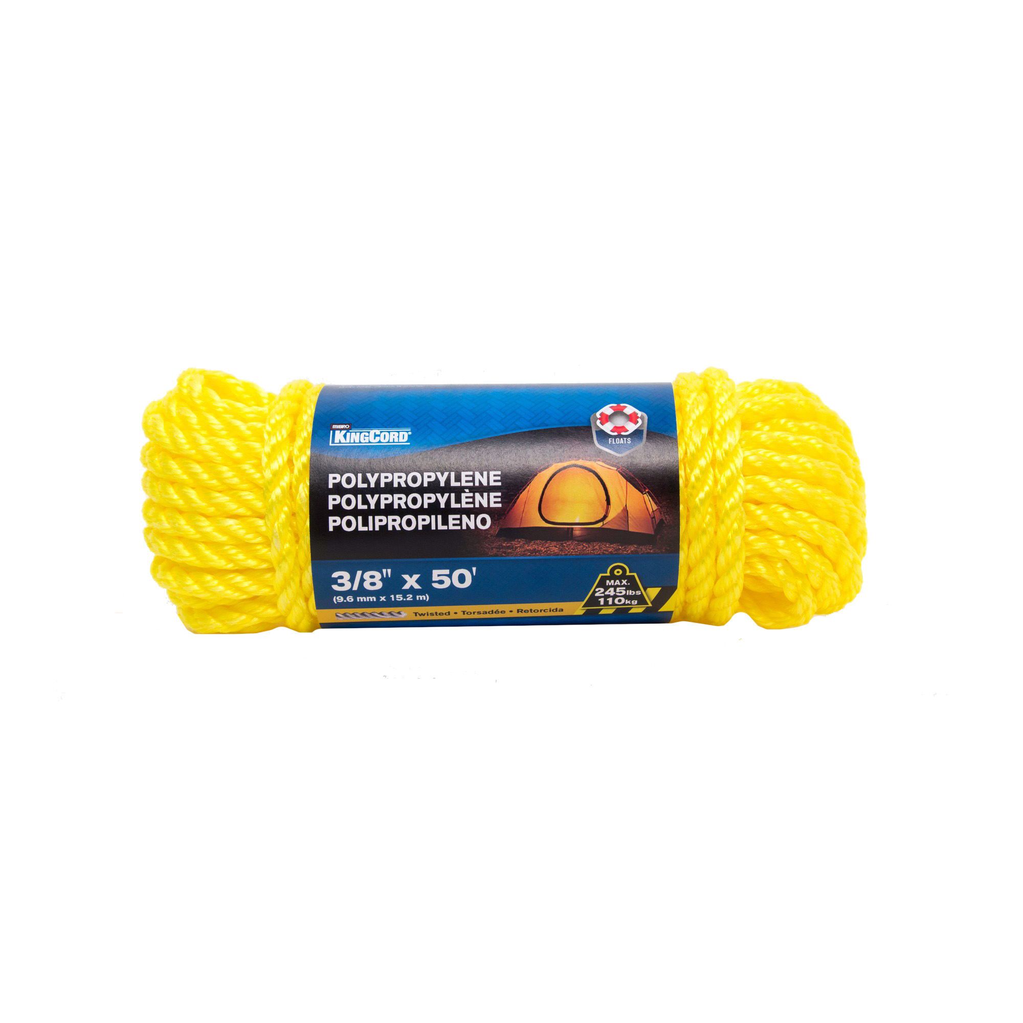 Twisted Polypropylene Rope - Yellow - 3/8" x 50' from KINGCORD | BMR