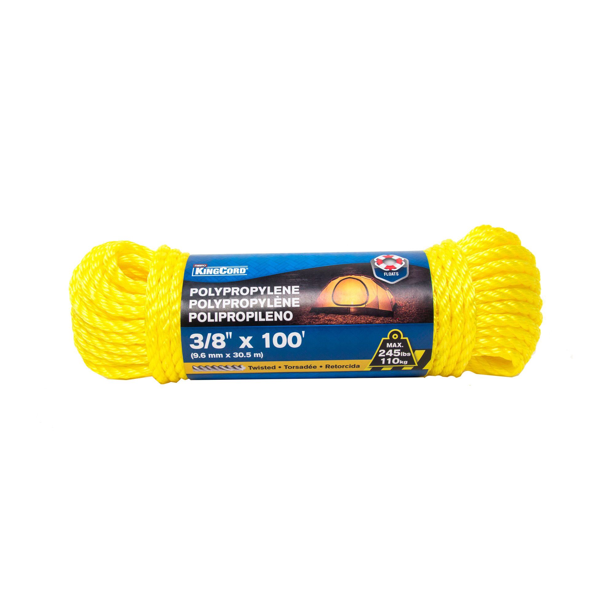 Twisted Polypropylene Rope - Yellow - 3/8" x 100' from KINGCORD | BMR