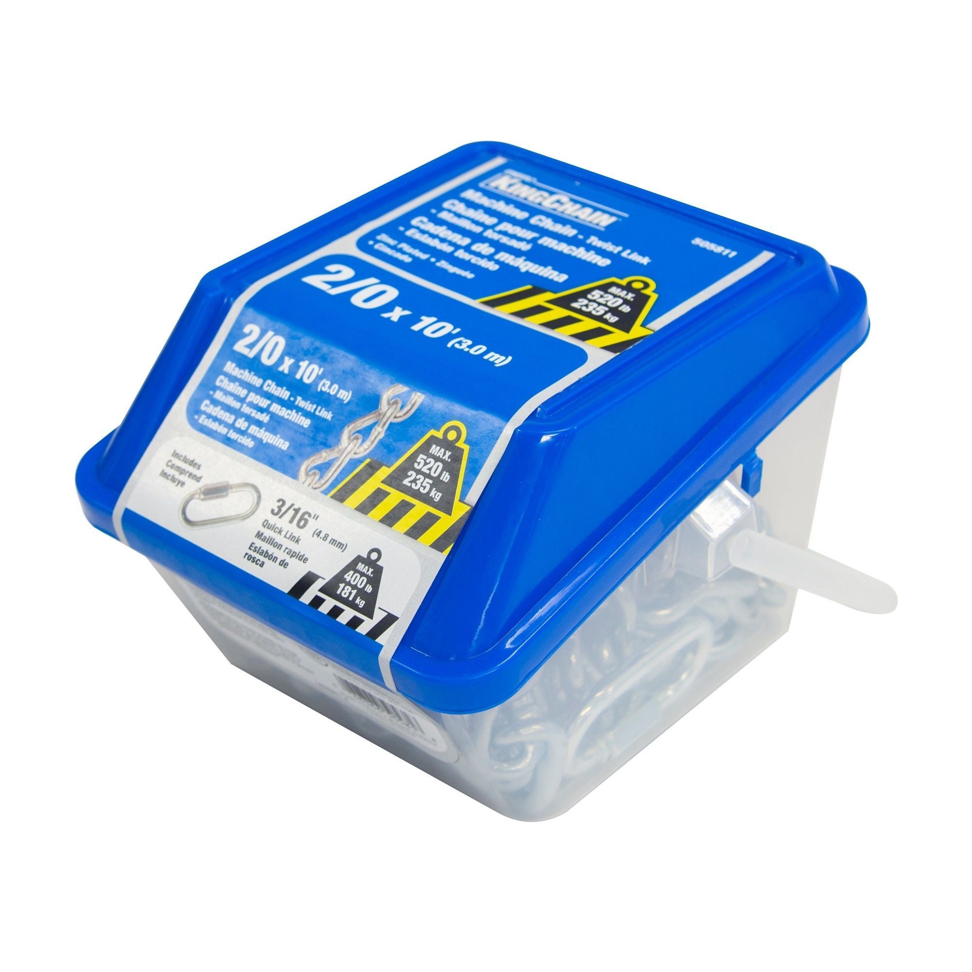 Twist Link Machine Chain - 2/0 - Zinc - 3/16" x 10' from KINGCHAIN | BMR