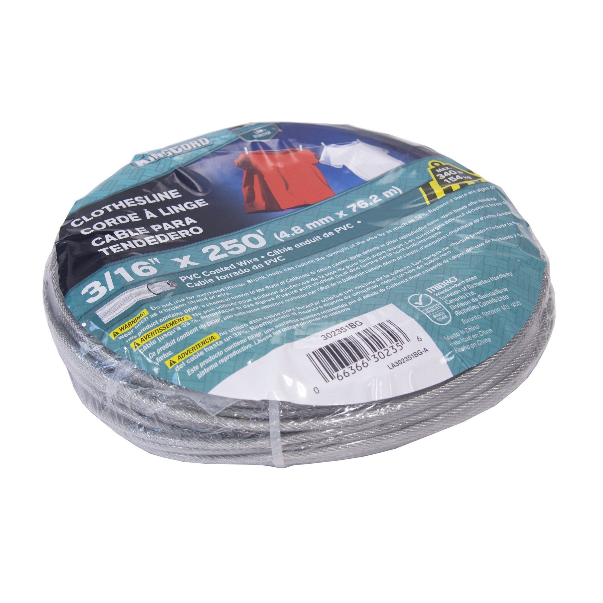 PVC Coated Clothesline Wire - 1/8" X 3/16" X 250' from KINGCORD | BMR