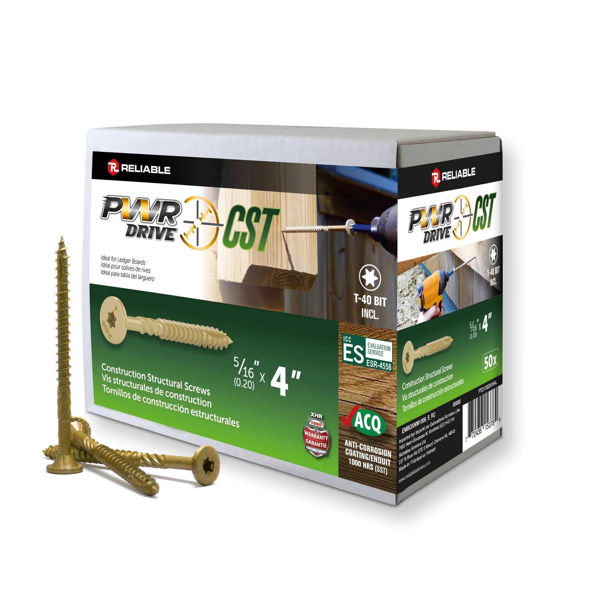 PWR DRIVE CST Structural screw - Oversized Flat Head - 5/16 in x 4 in ...