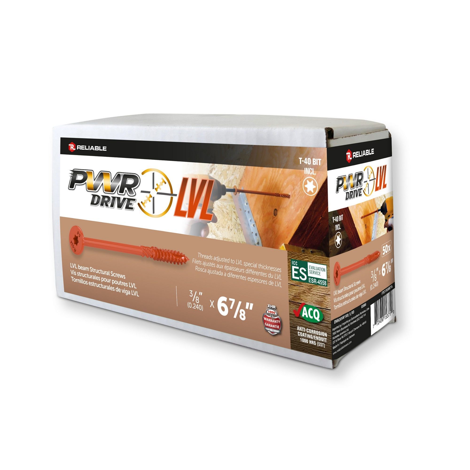 PWR DRIVE LVL Structural Assembly Screw - Oversized Flat Head - 3/8 in ...