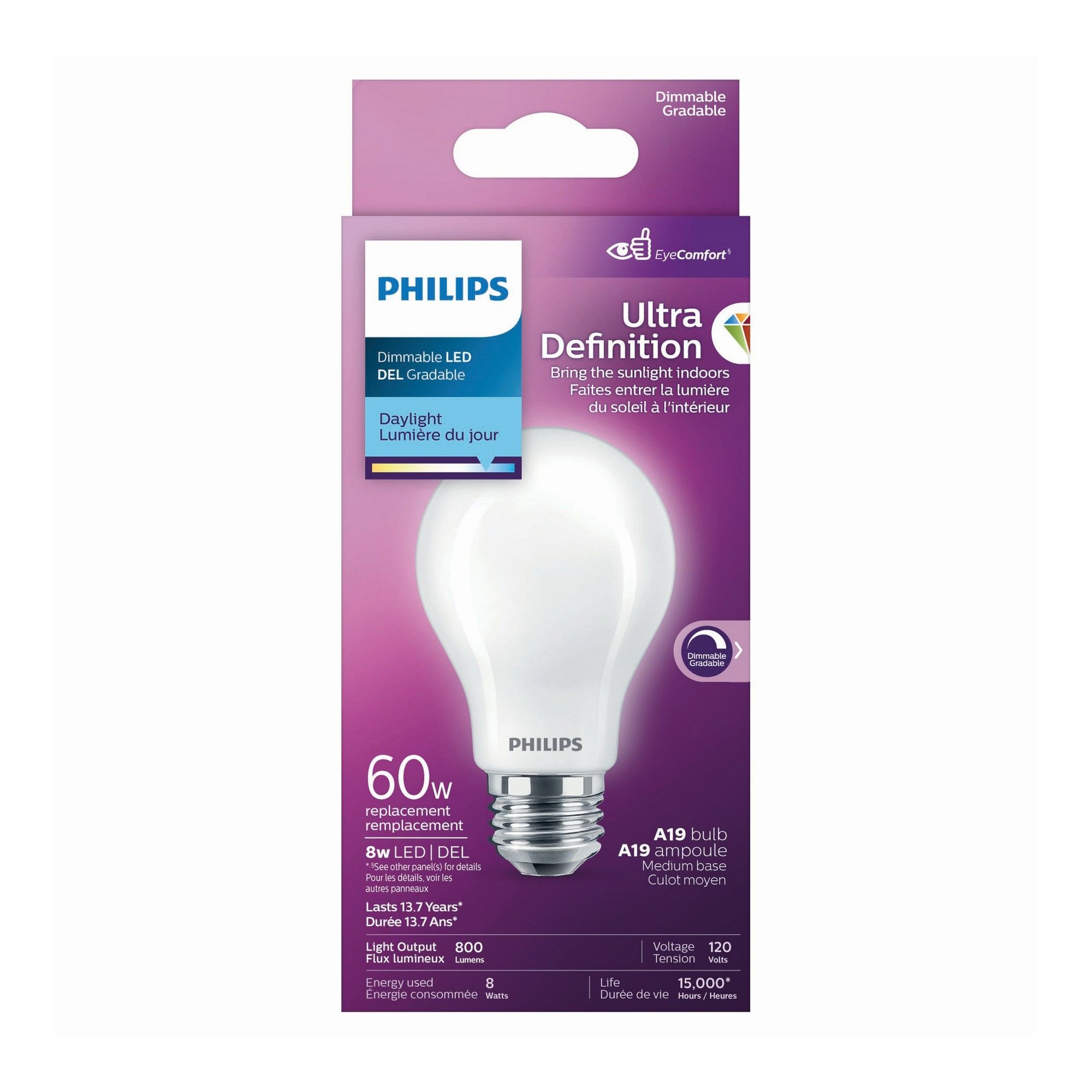 LED Lightbulb - A19 - Daylight - 8 W from PHILIPS | BMR