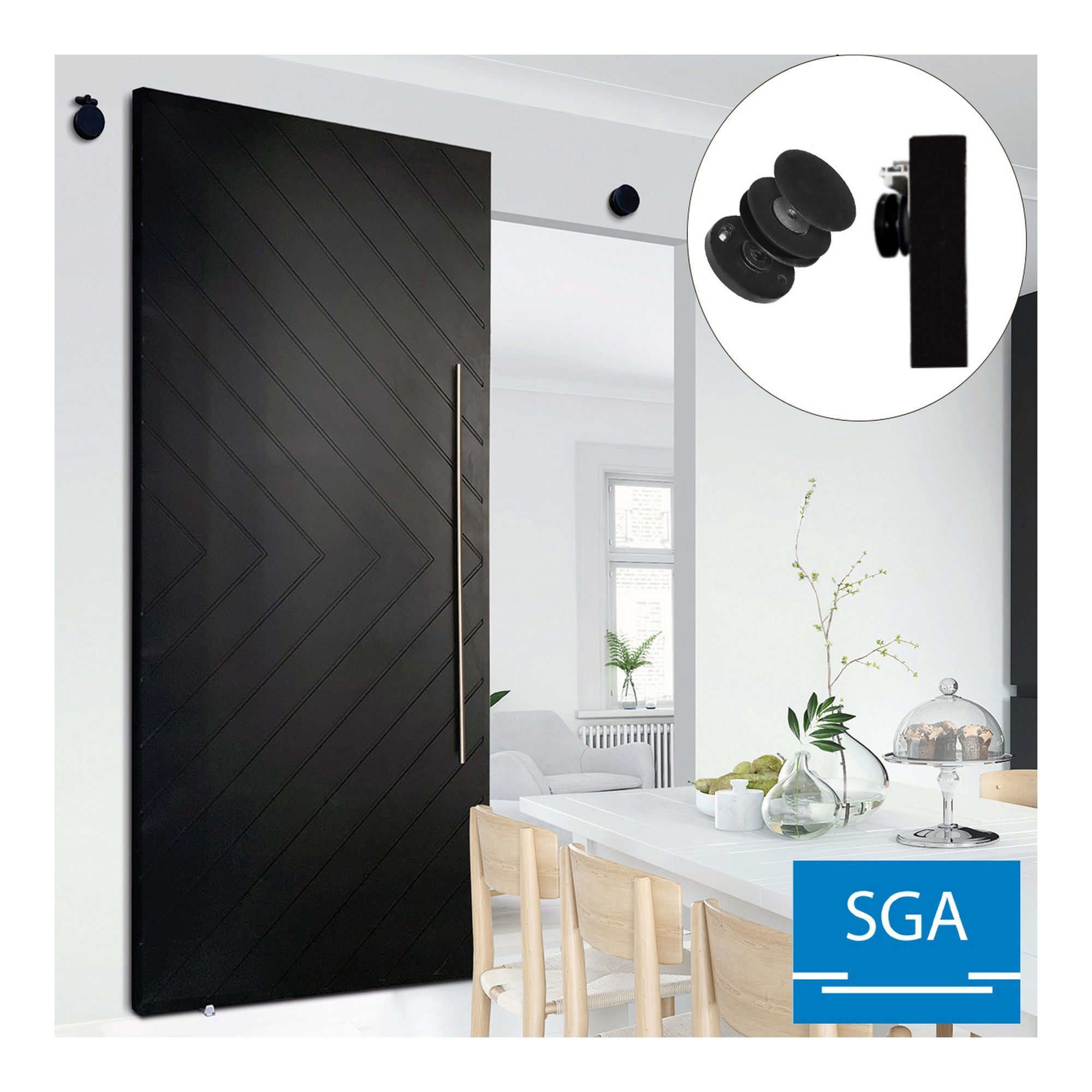 Invisible Door Track and Hardware Kit for Sliding Door - Black from SGA ...