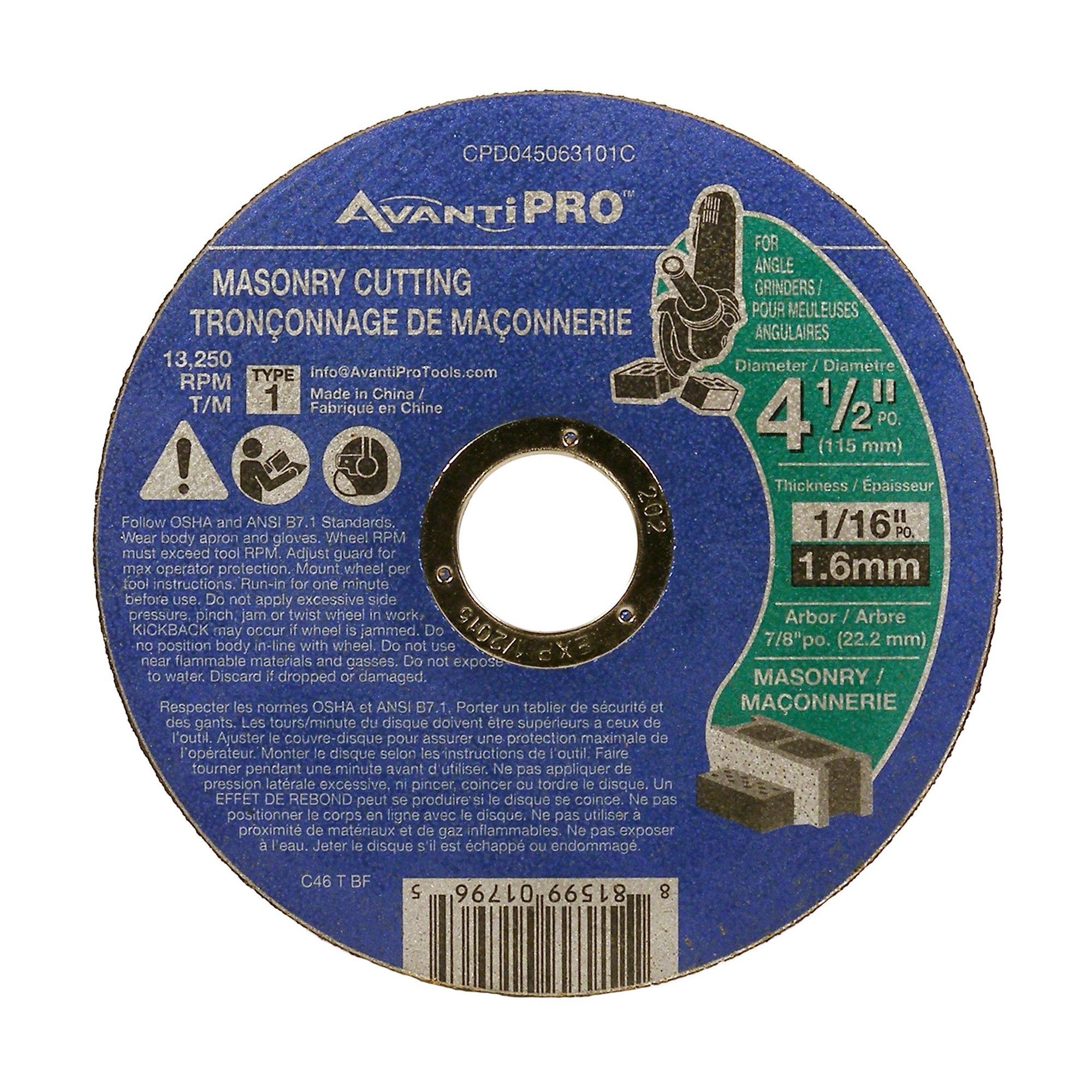 Cut-Off Grinder Wheel for Masonry - 4 1/2" x 1/16" x 7/8" from FREUD ...