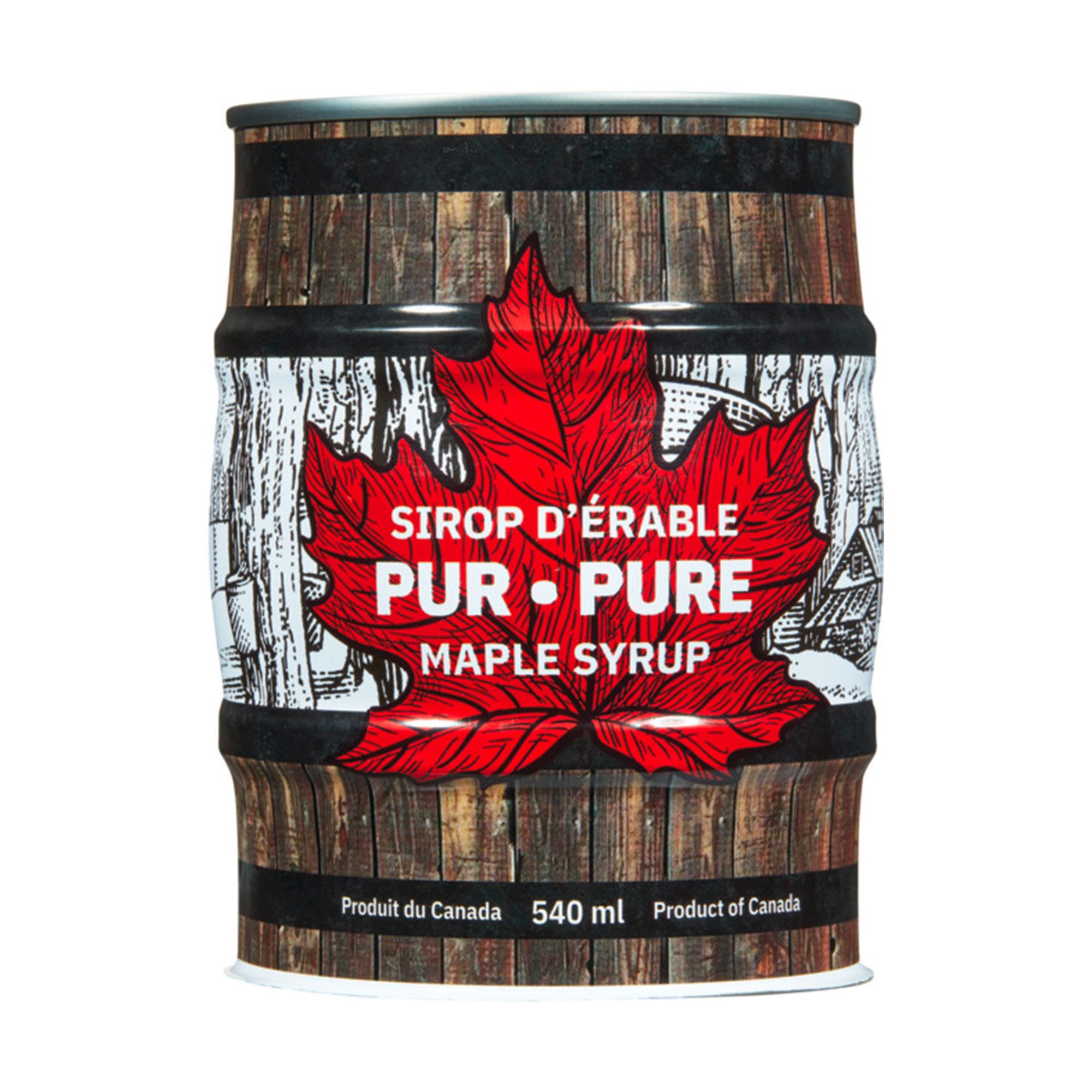 Barrel Shaped Maple Syrup Can with Lid, 540 ml, 200/Pkg | BMR