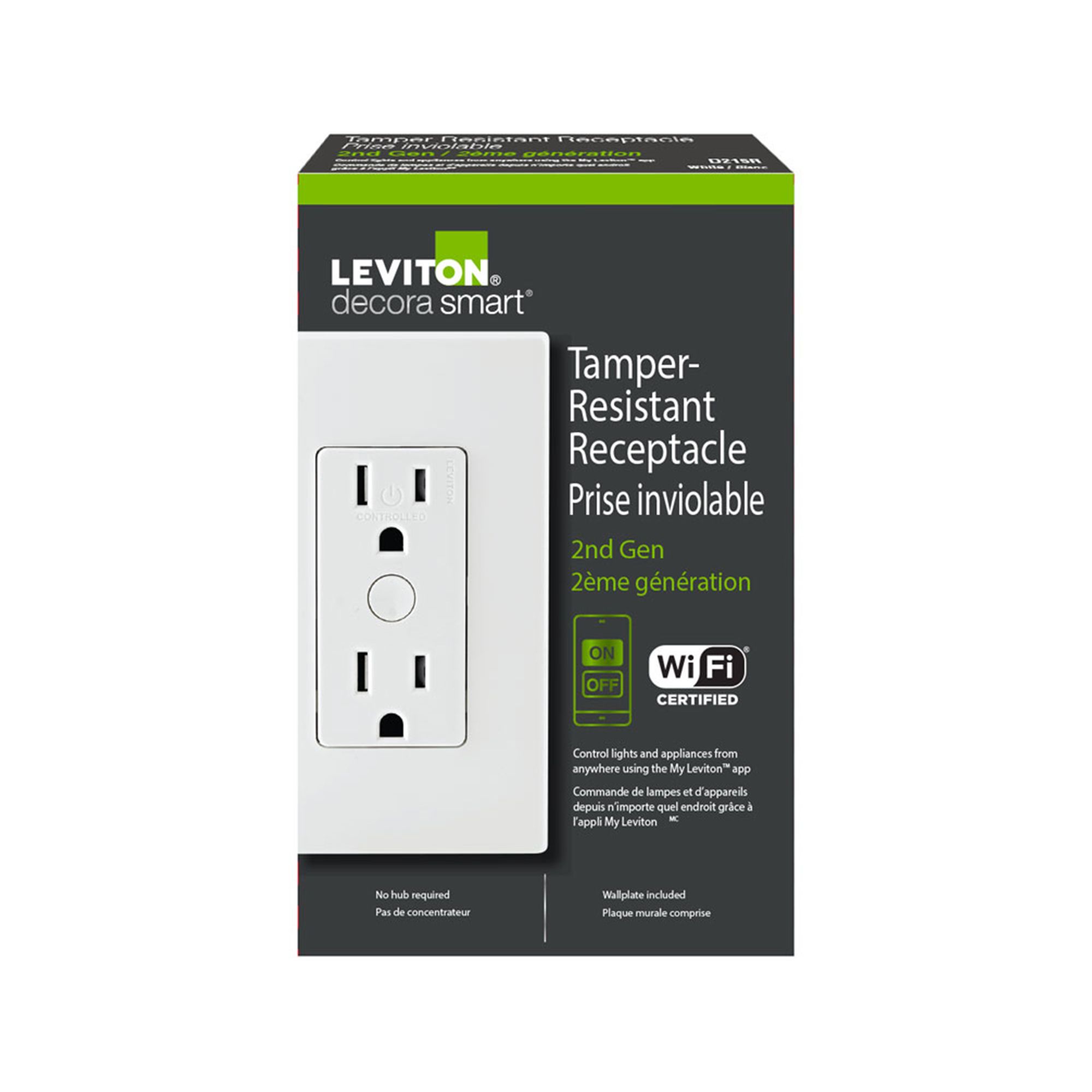 Prise double intelligente, Wi Fi, blanc, 15 A de LEVITON | BMR