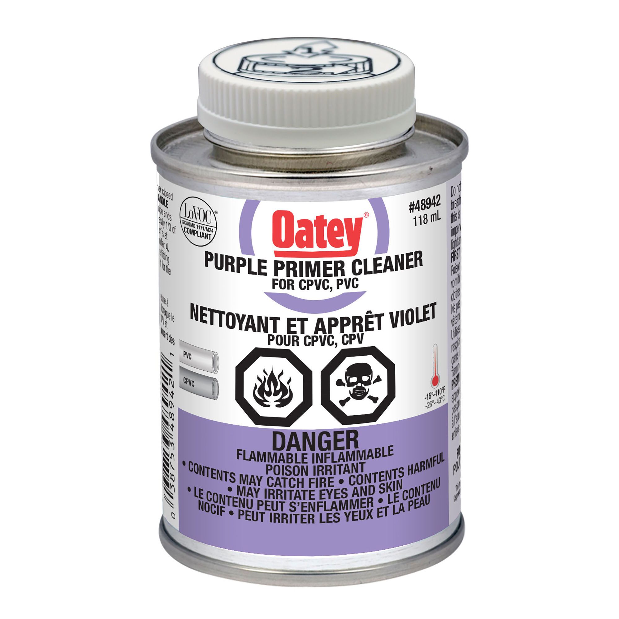 Primer/Cleaner for CPVC & PVC - Purple - 118 ml from OATEY | BMR