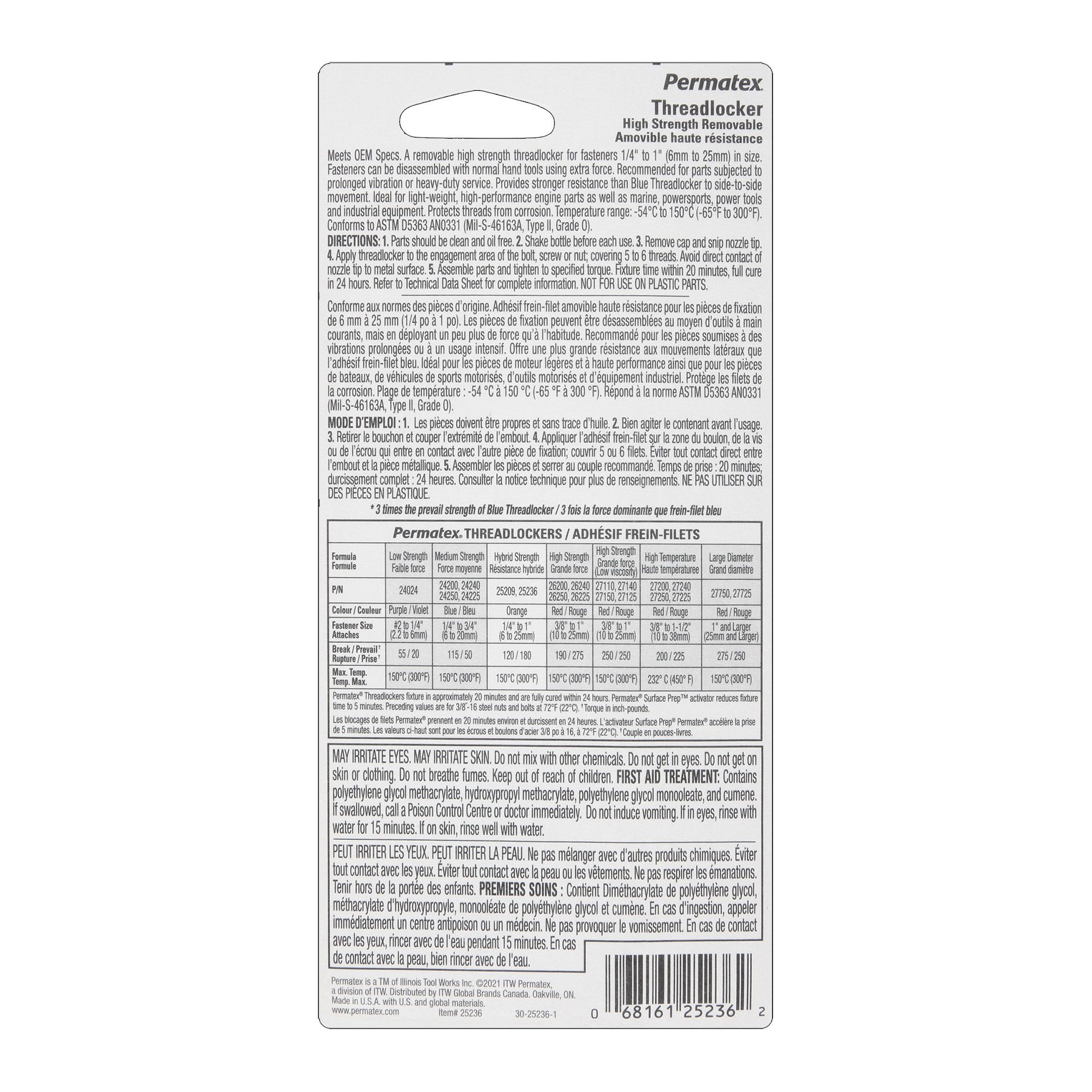 Threadlocker Removable – Orange – 36 ml from PERMATEX | BMR