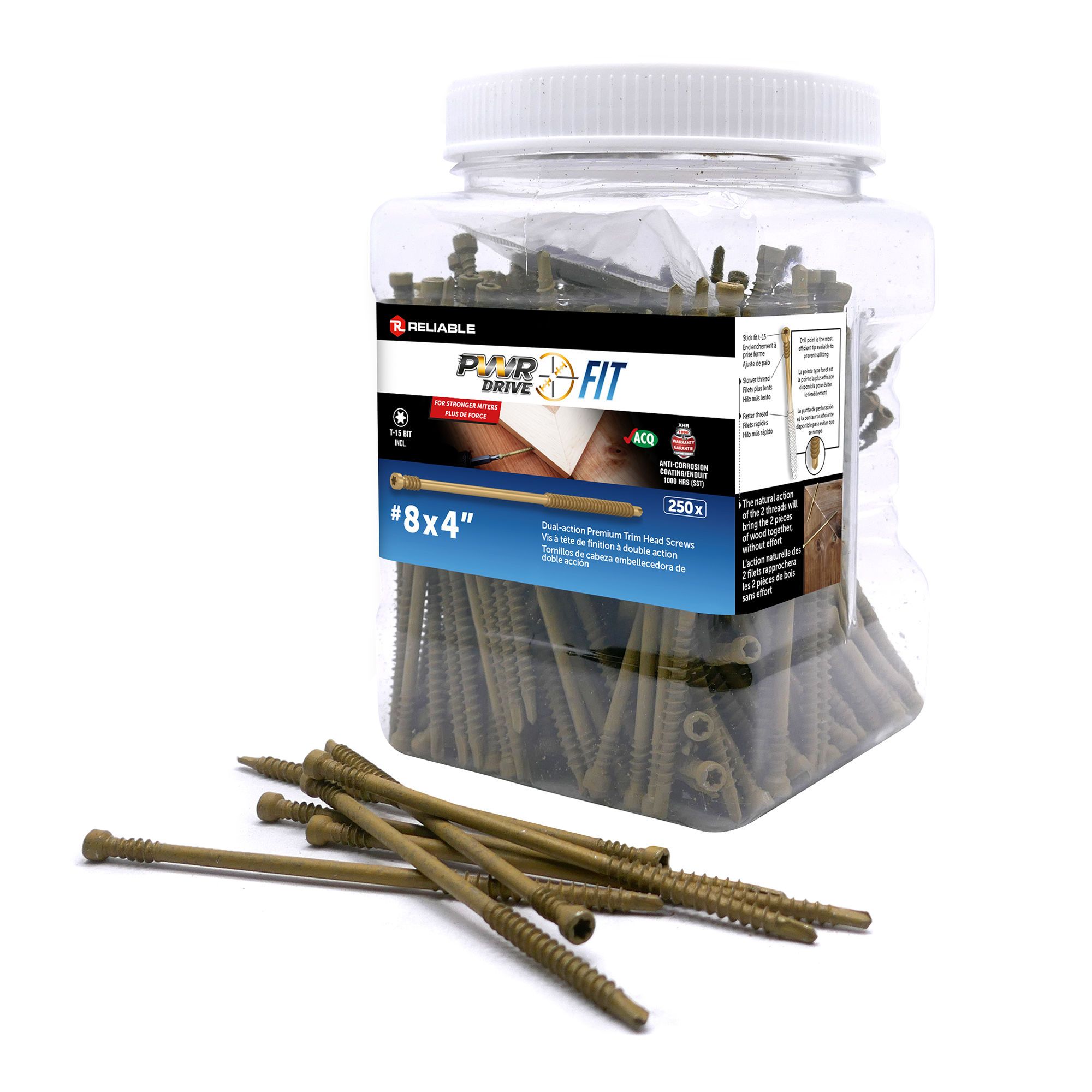 T15 Screw - PWR Drive Fit - Tan - #8 x 4" - 250/pkg from RELIABLE ...