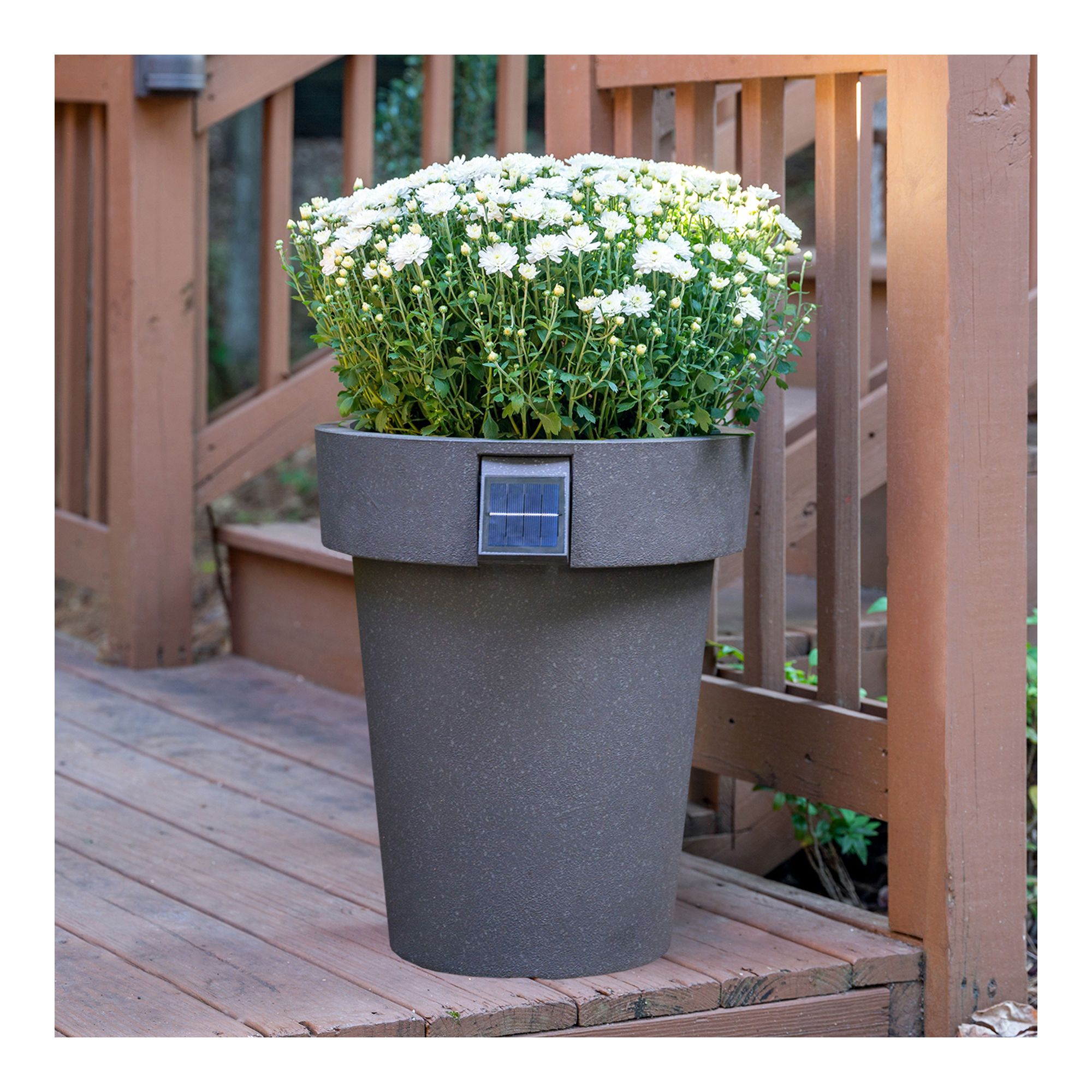 Solar-Powered Outdoor Planter - Grey - 18" from SOUTHERN PATIO | BMR
