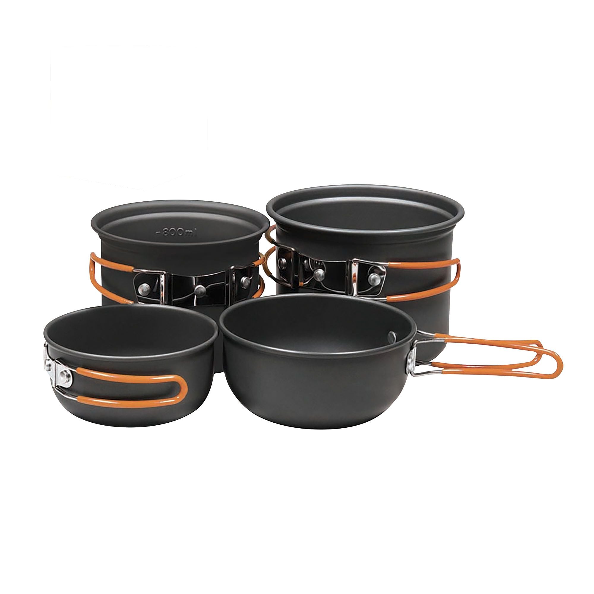 Camping Cookware - 4 Nesting Pots - Lightweight - Stackable - 5 pcs ...