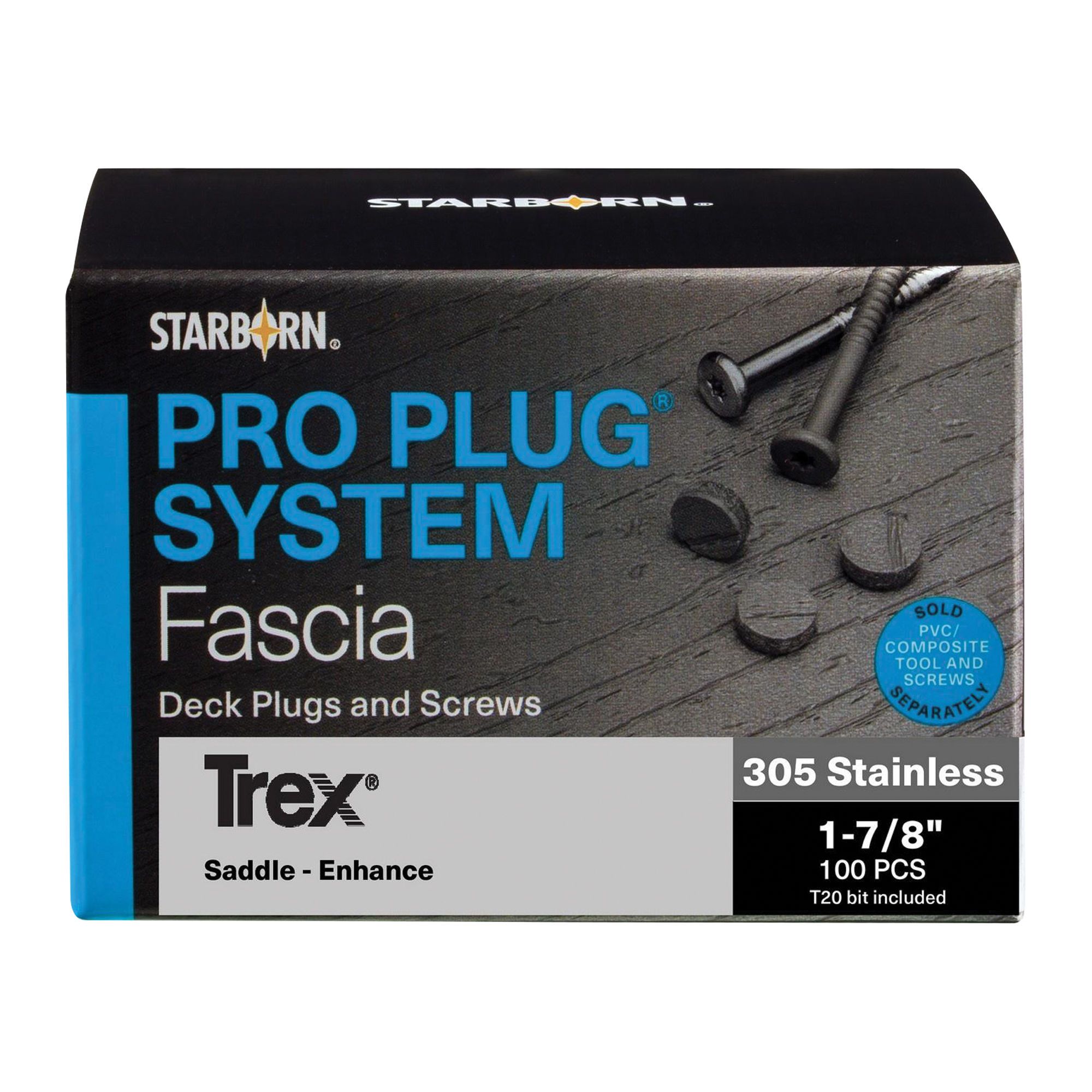 Fascia Screws and Plug Kit - Trex - Saddle Enhance - 1 7/8" - 100/Pkg ...