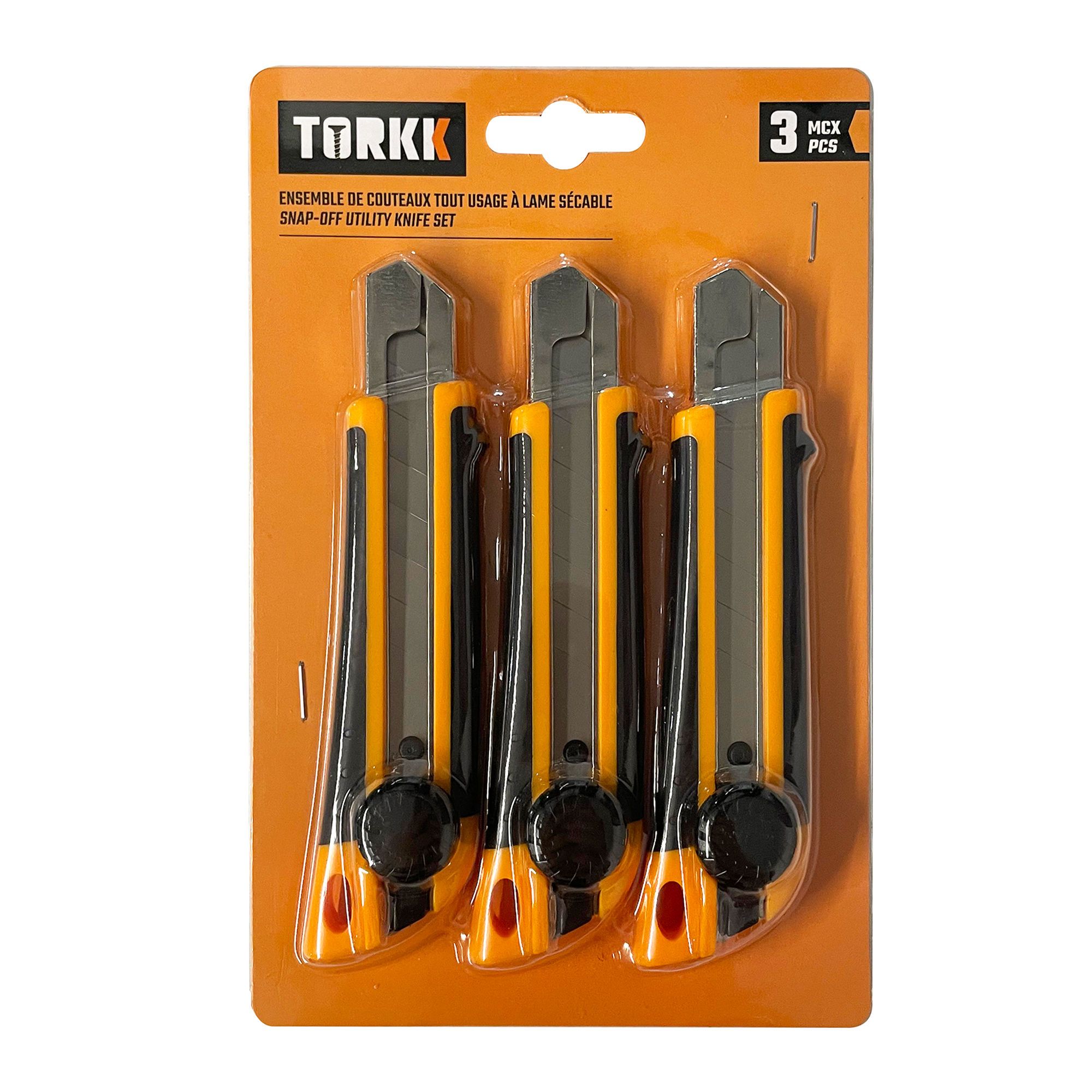 Ensemble de couteaux tout usage, lames sécables, 18 mm, 3 mcx de TORKK ...