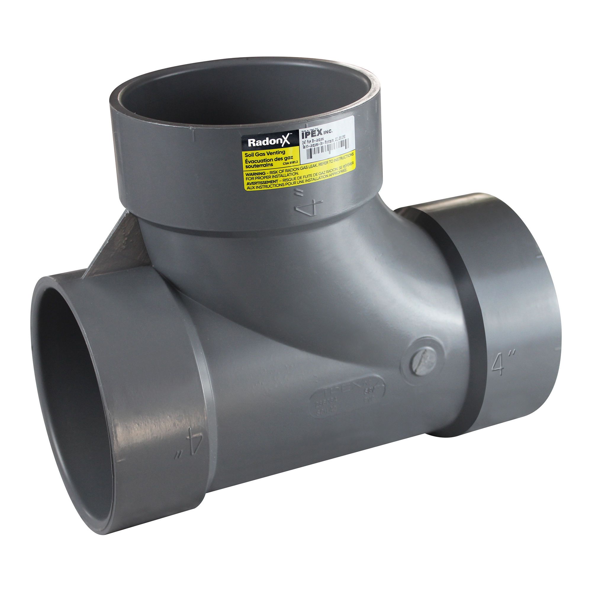 Tee Wye Hub - RadonX - PVC - SGV - 4" x 10' from IPEX | BMR