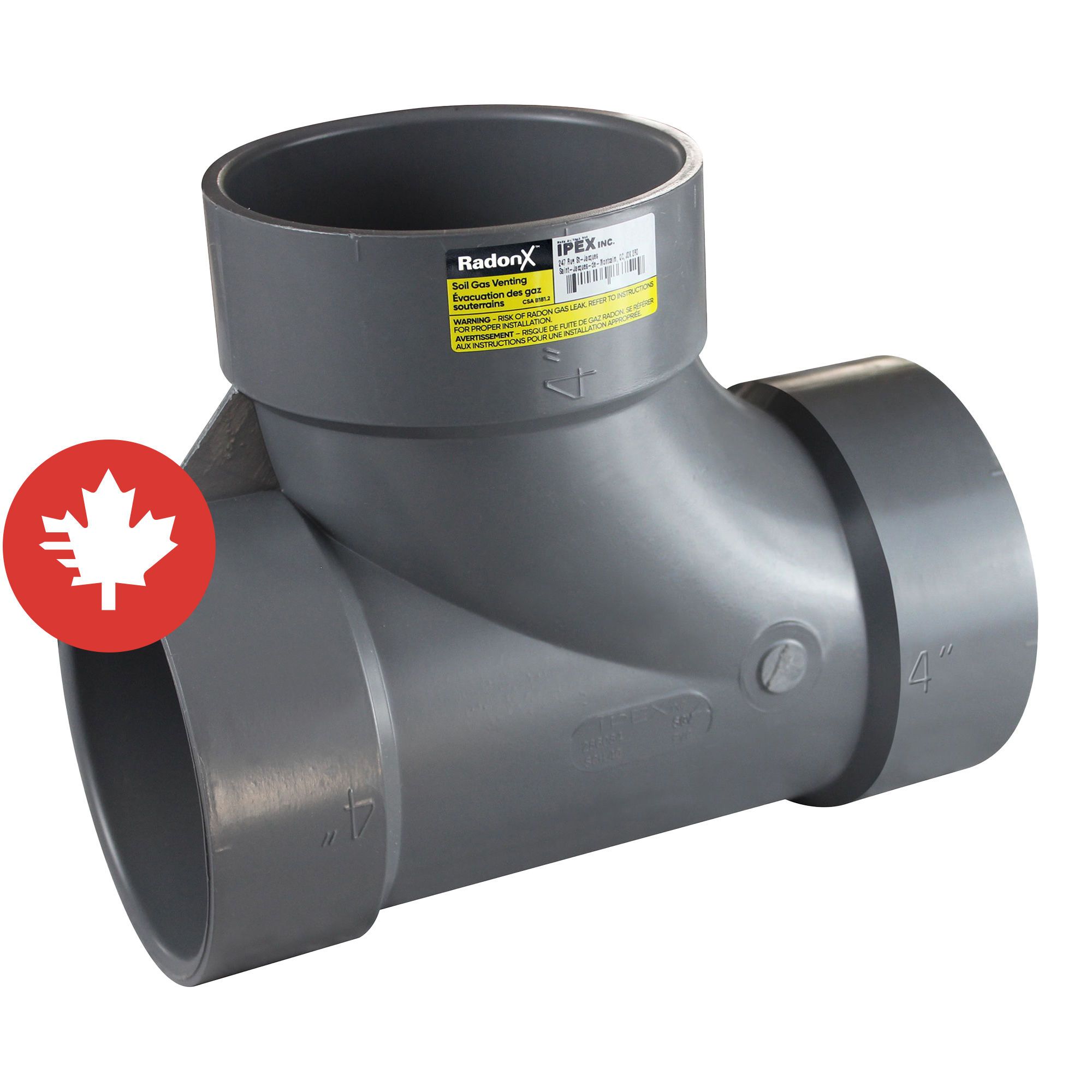 Tee Wye Hub - RadonX - PVC - SGV - 4" x 10' from IPEX | BMR