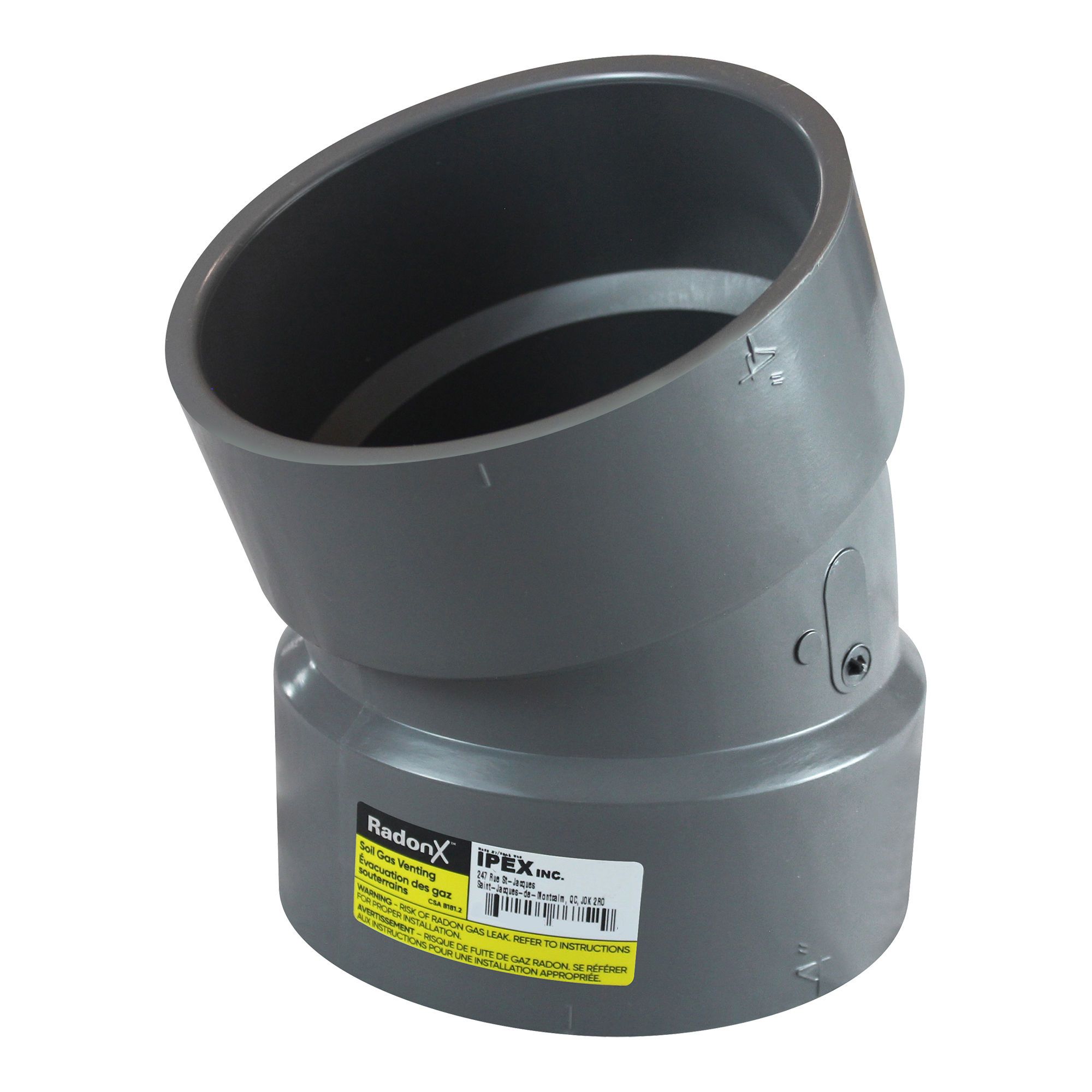 Elbow Hub - 22.5° - RadonX - PVC - SGV - 4" from IPEX | BMR