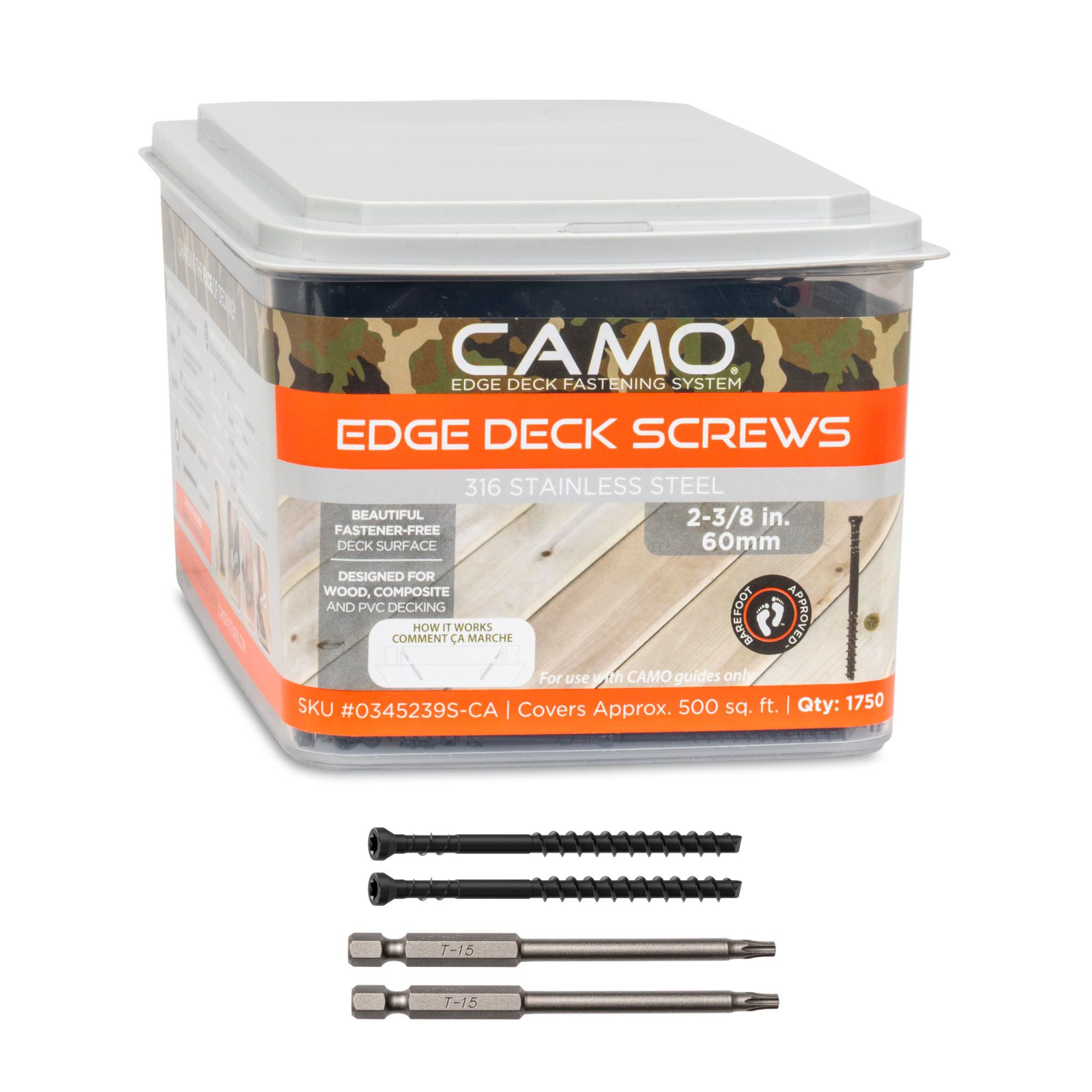Deck Screws – Edge – 316 Stainless Steel - 2 3/8" – 1750/pkg from CAMO ...