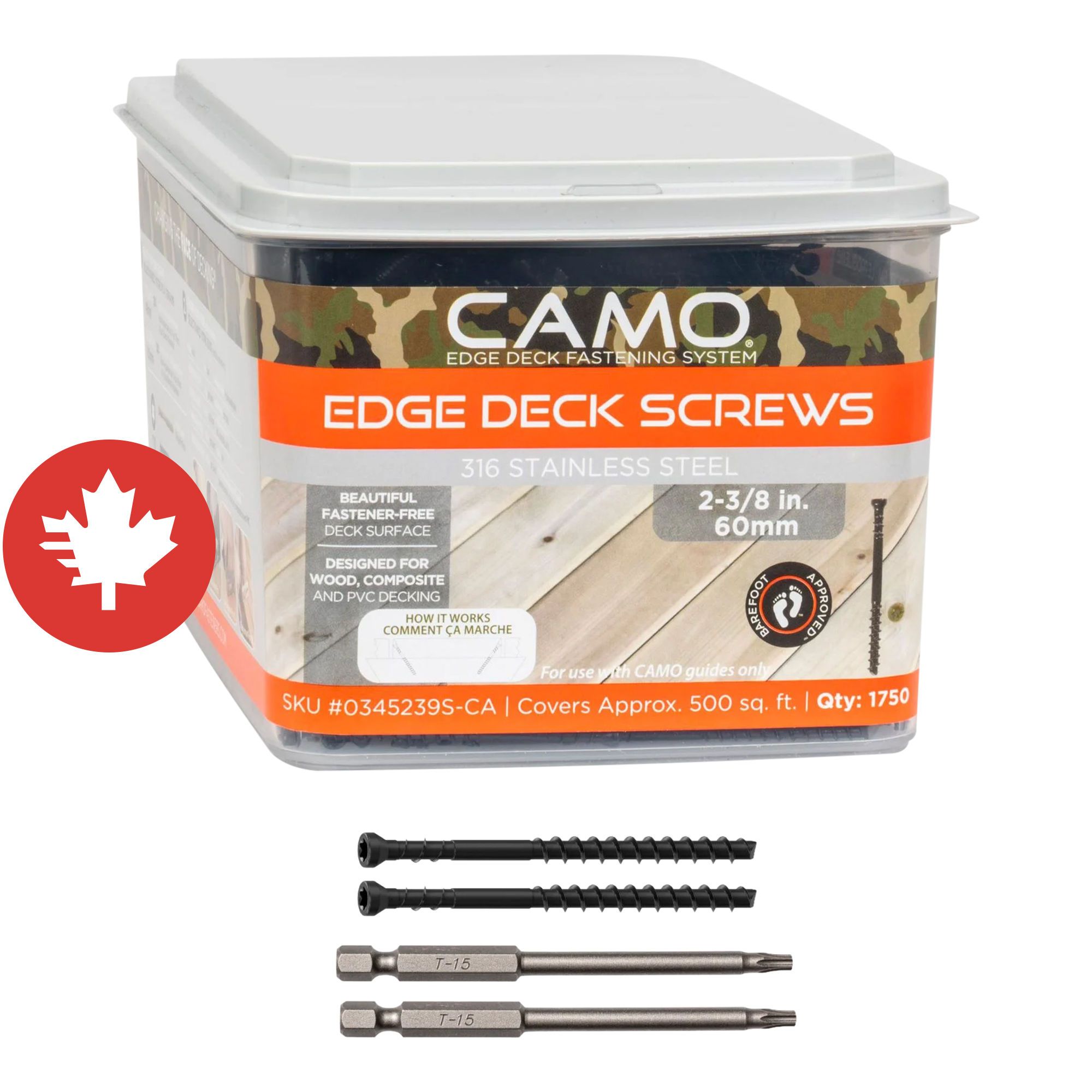 Vis pour platelage, Edge, acier inoxydable 316, 2 3/8", 1750/pqt de ...