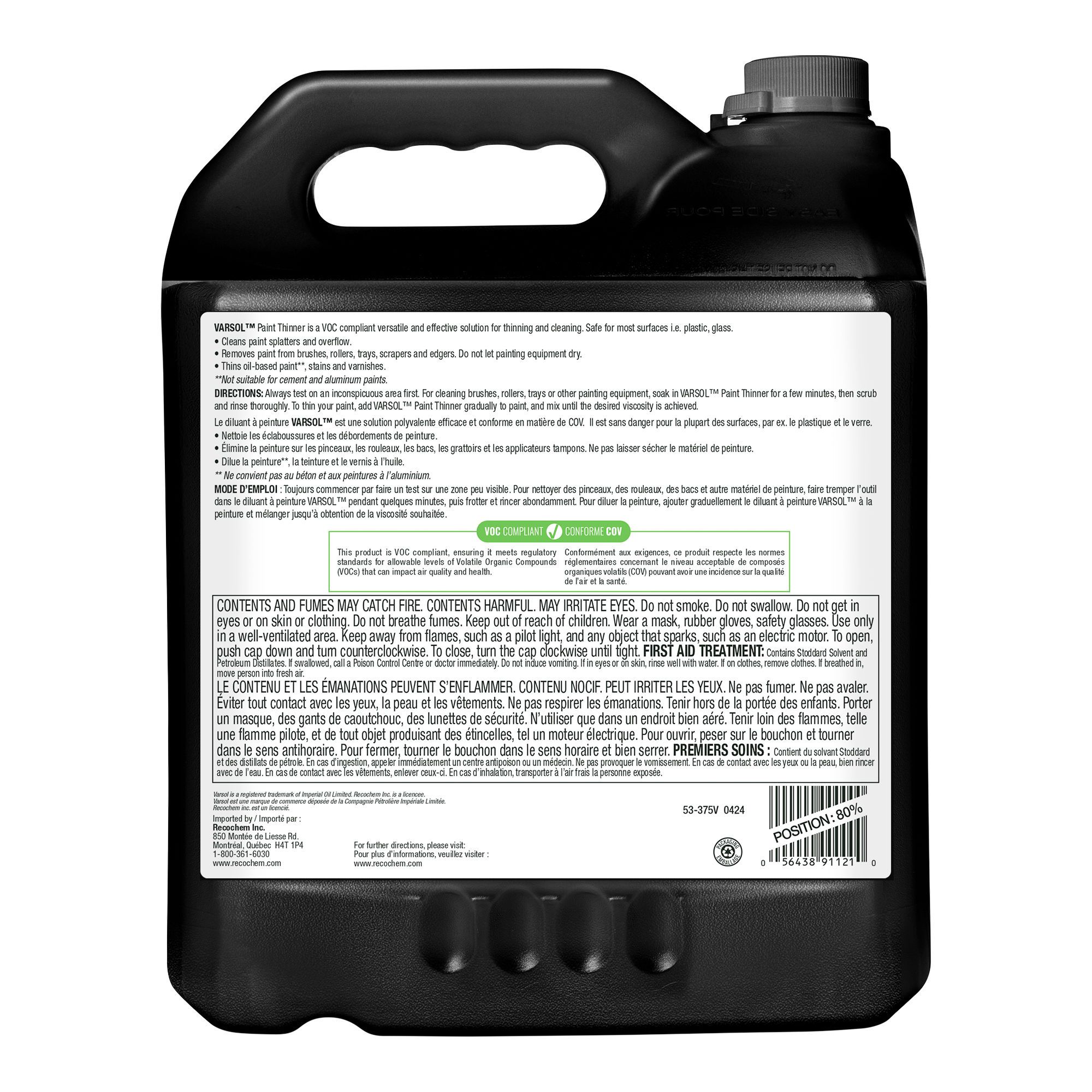 Paint Thinner - Varsol - Low VOC - 9.46 l from SOLVABLE | BMR