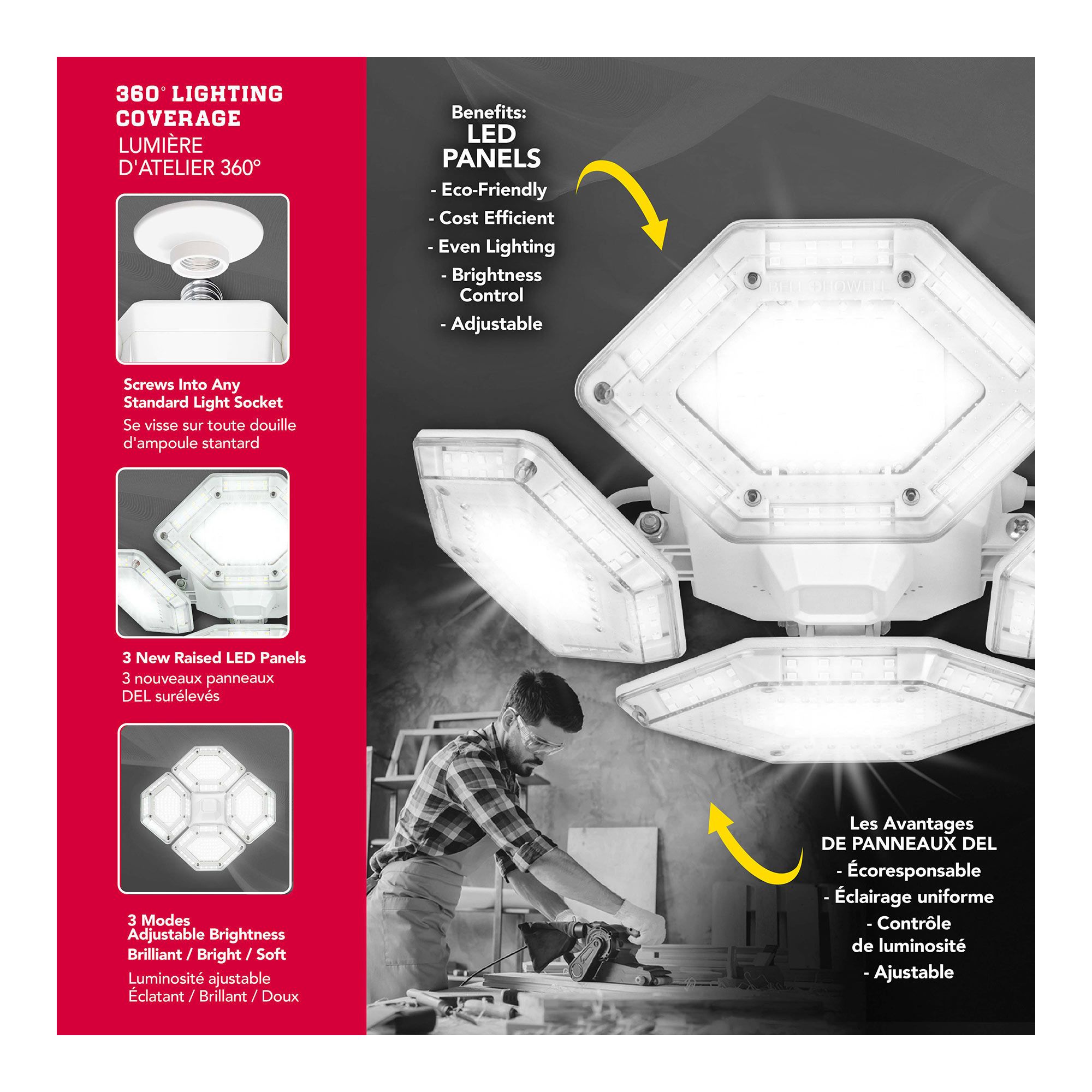 Quad Burst Garage Light, 5500 Lumens, DEL, 4 panneaux from BELL ...