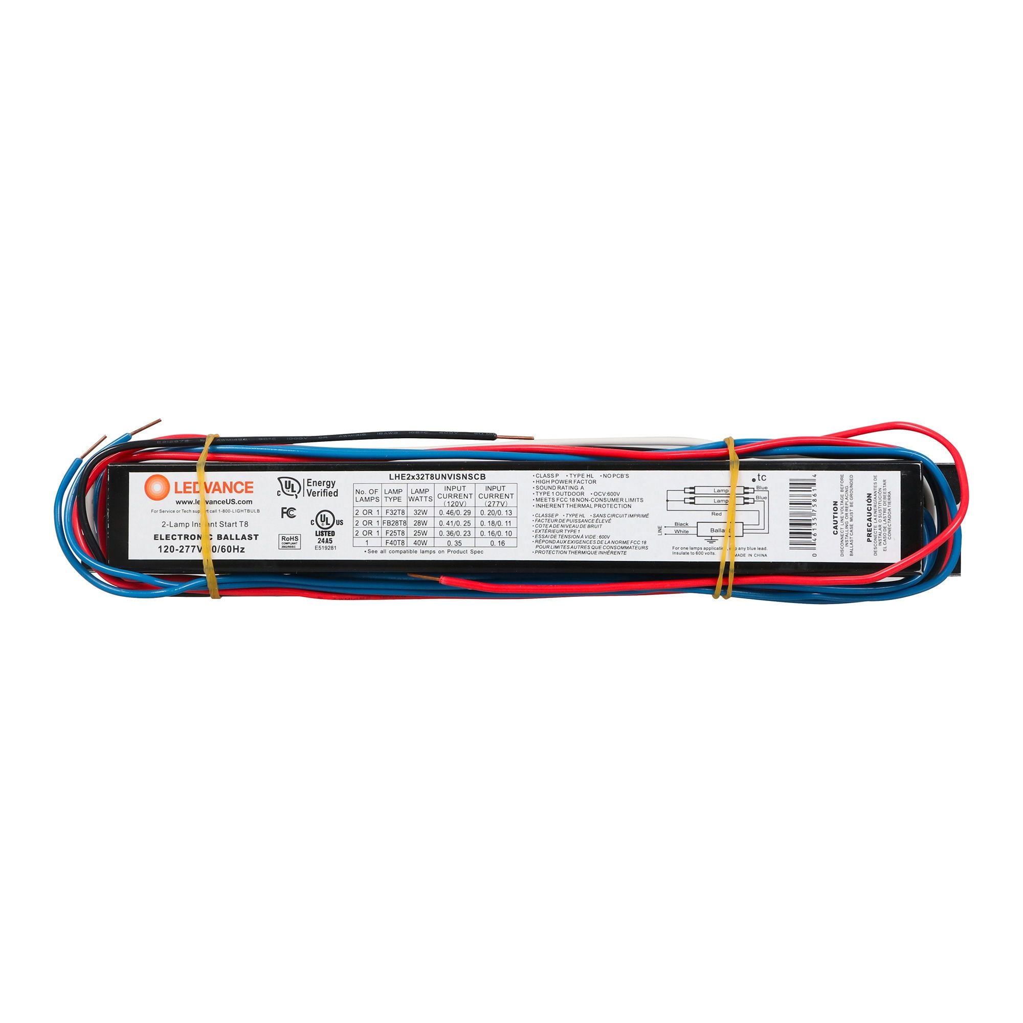 Ballast électronique instantané, 2 lampes, T8 32 W de SYLVANIA | BMR