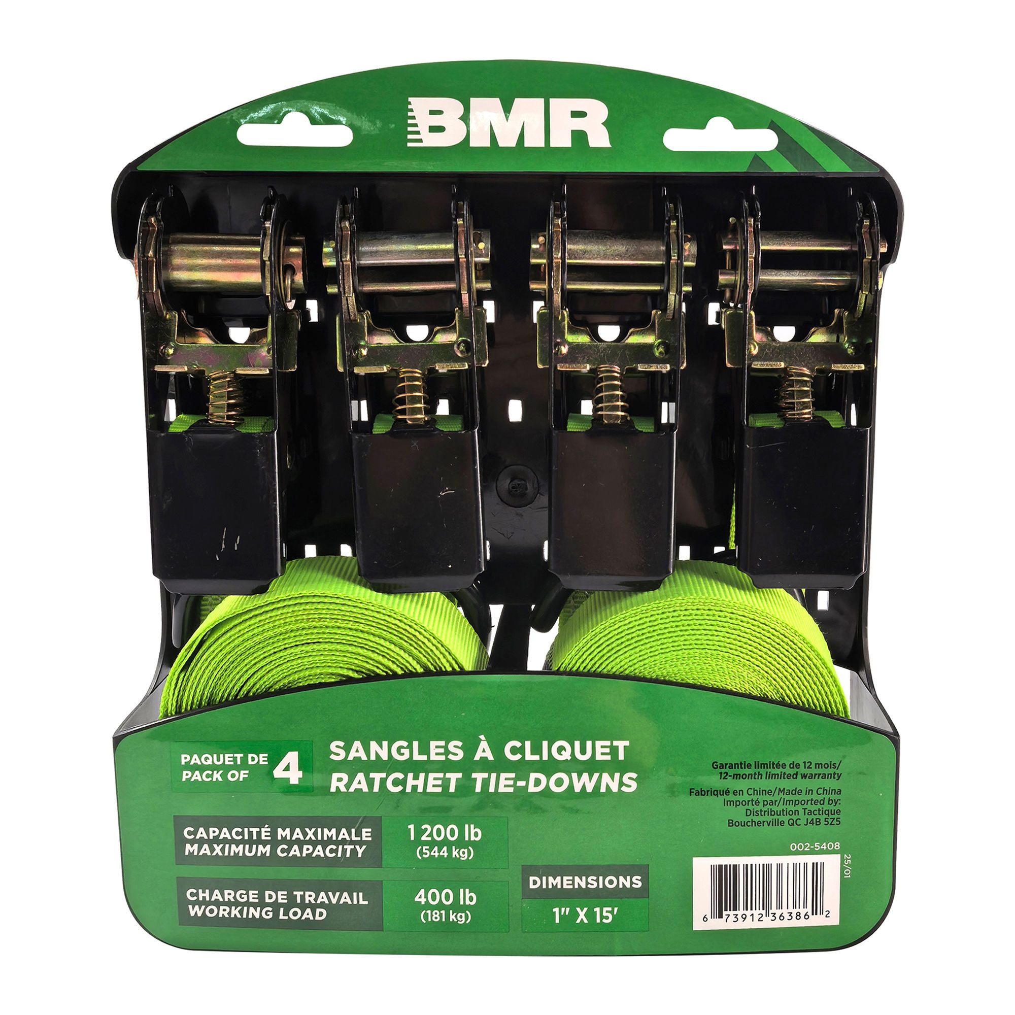 Sangle à cliquet, vert-noir, 1" x 15’ de BMR | BMR