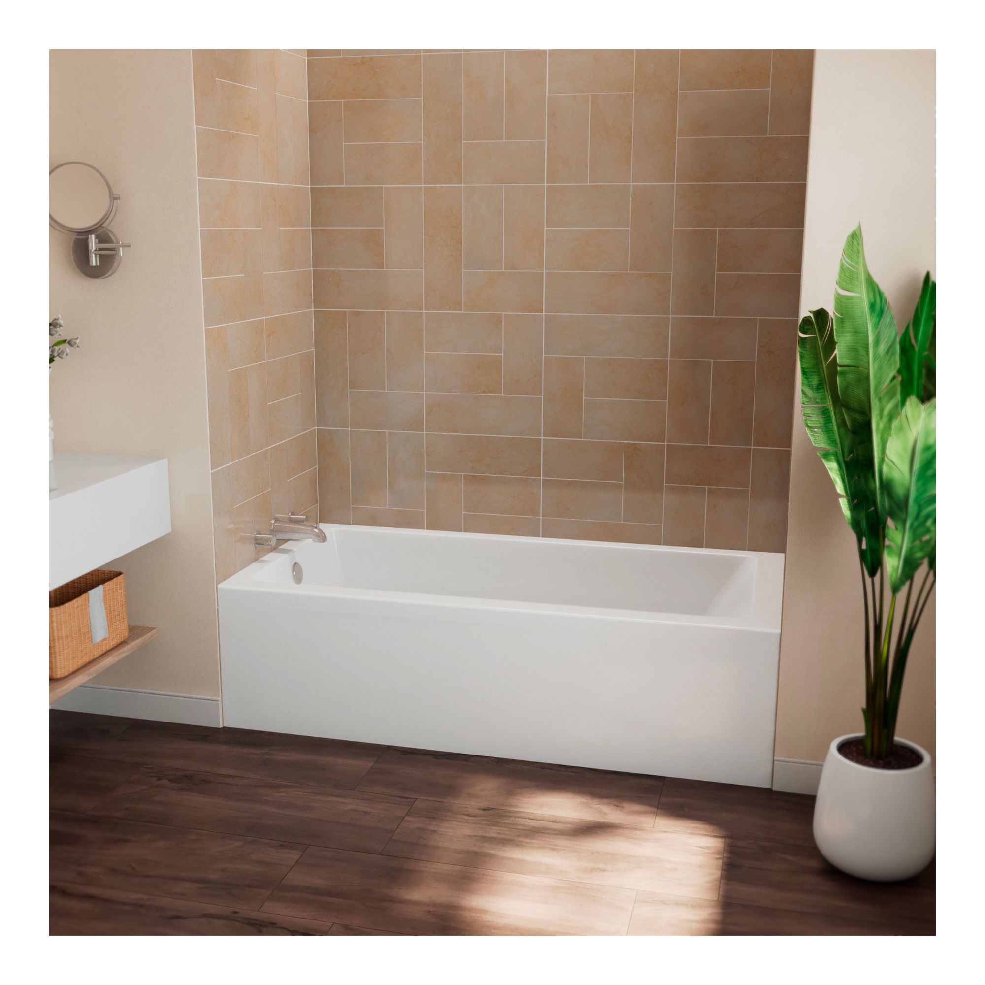 Alcove Bathtub - Emra - 30" x 60" x 15" - Acrylic - Left-Hand Outlet ...
