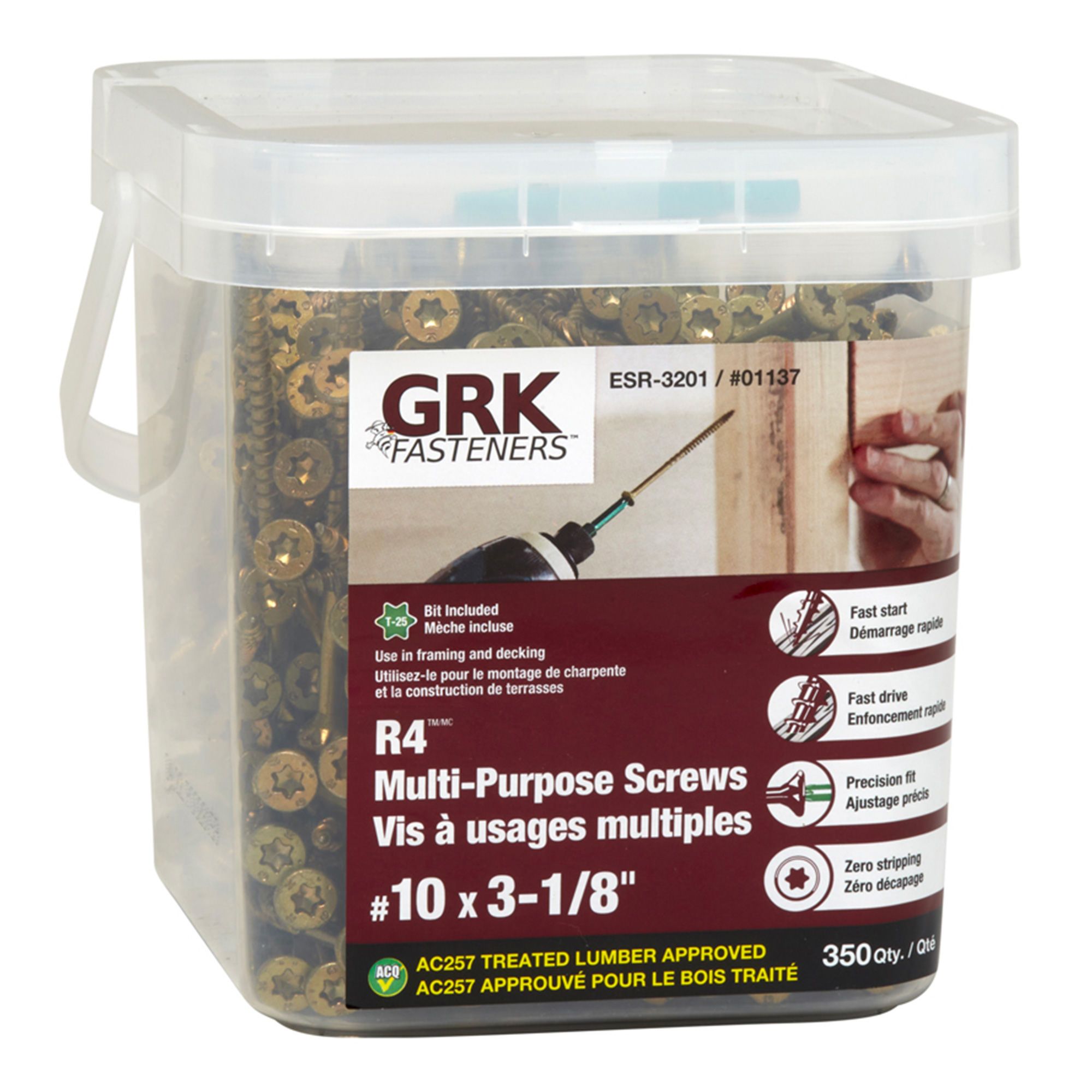 Multi-Purpose Framing Screws R4 - #10 x 3 1/8" - 350/Pkg from GRK | BMR