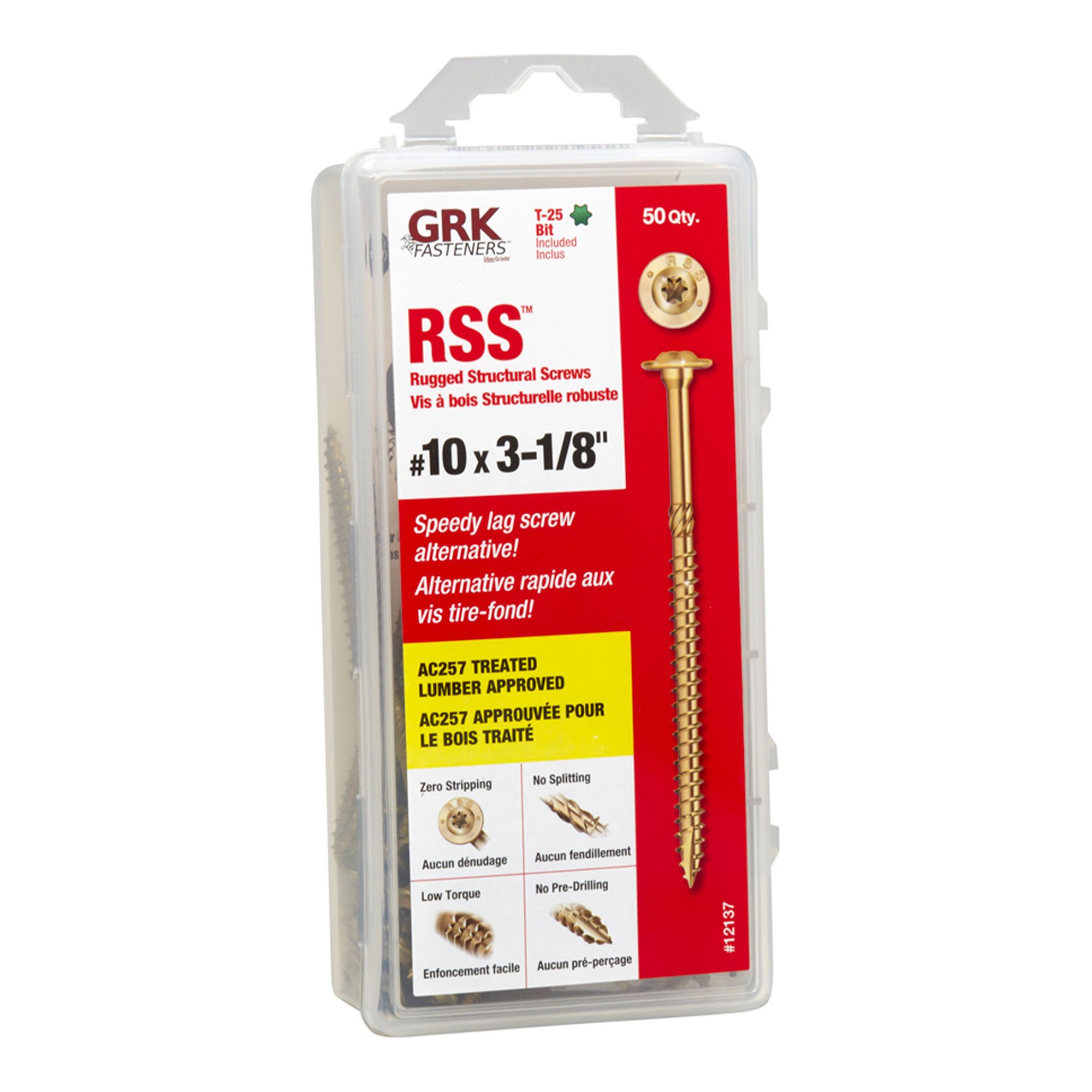 Rugged Structural Screws RSS - #10 x 3 1/8" - 50/Pkg from GRK | BMR
