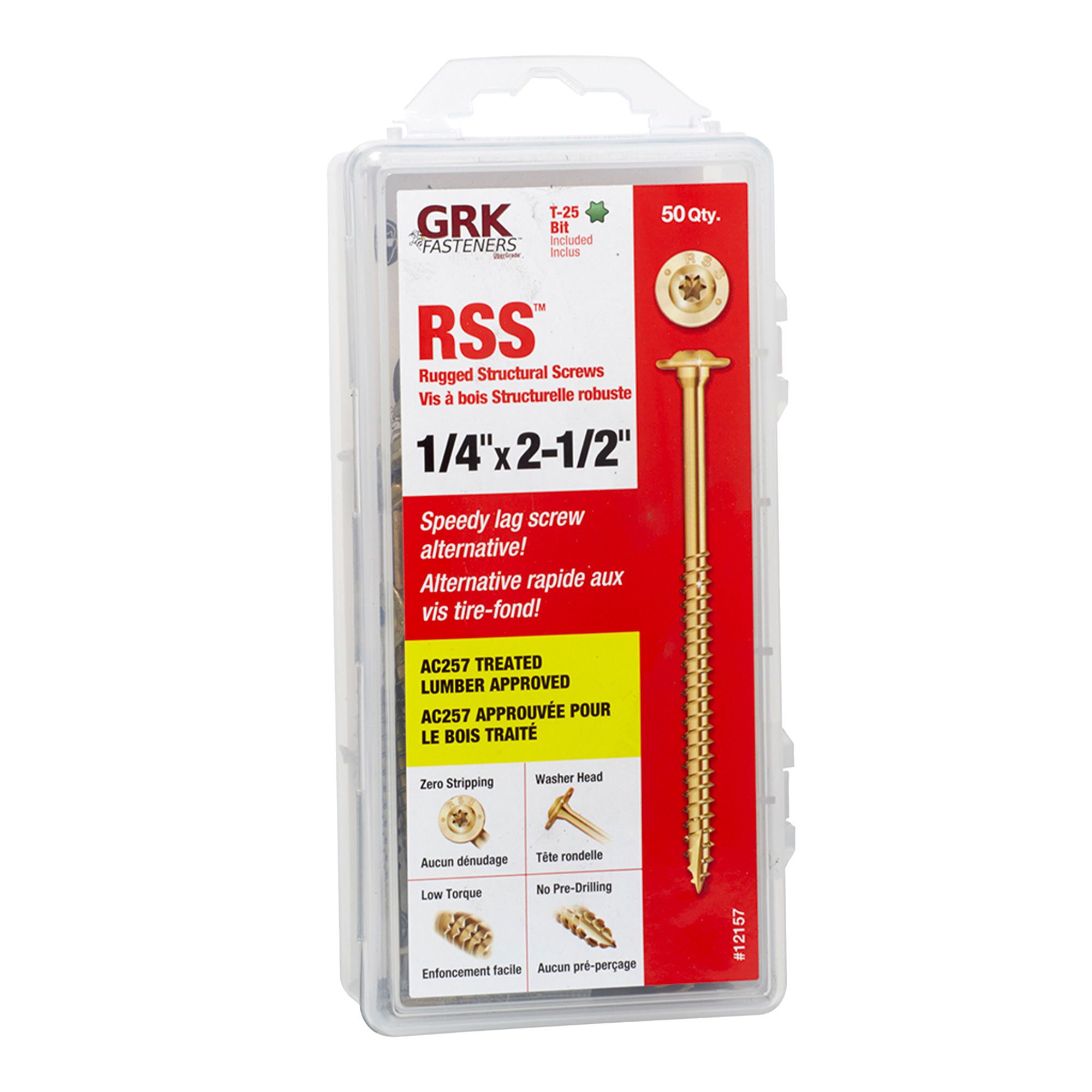 Rugged Structural Screws RSS - 1/4" x 2 1/2" - 50/Pkg from GRK | BMR