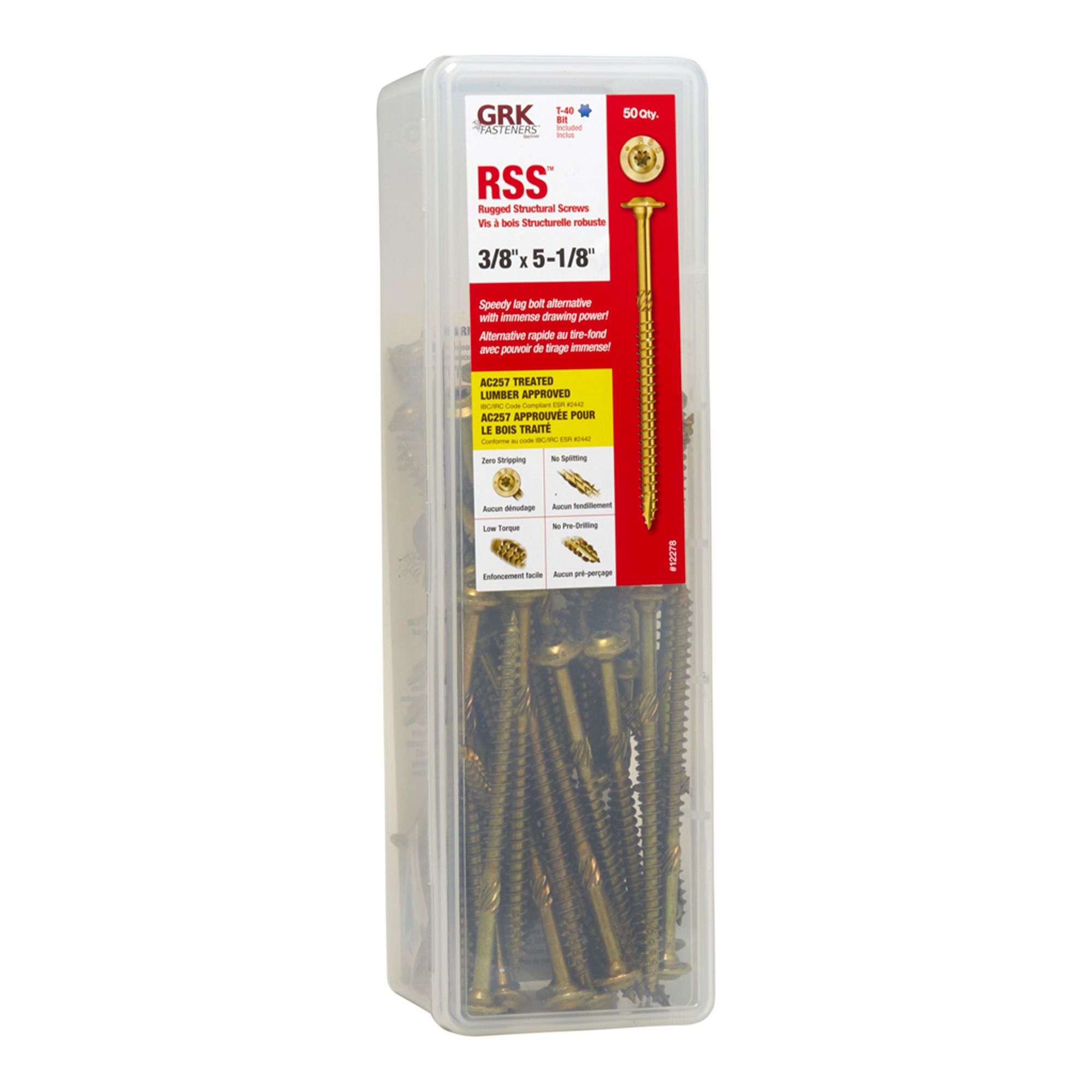 Rugged Structural Screws RSS - 3/8" x 5 1/8" - 50/Pkg from GRK | BMR