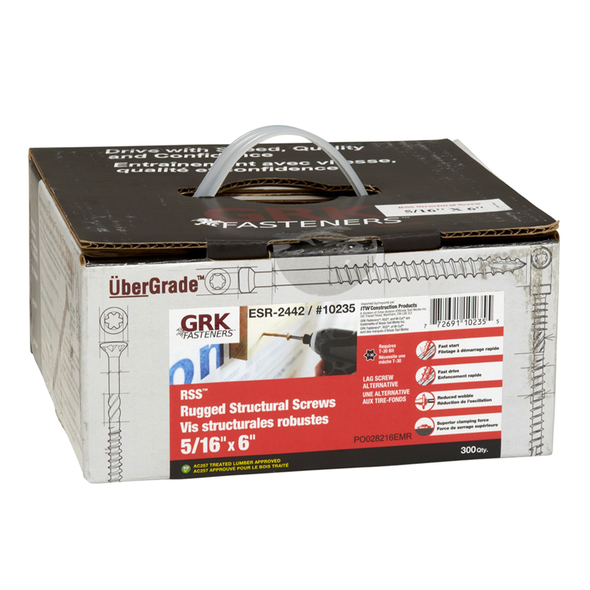 Rugged Structural Screws RSS - 5/16" x 6" - 300/Pkg from GRK | BMR