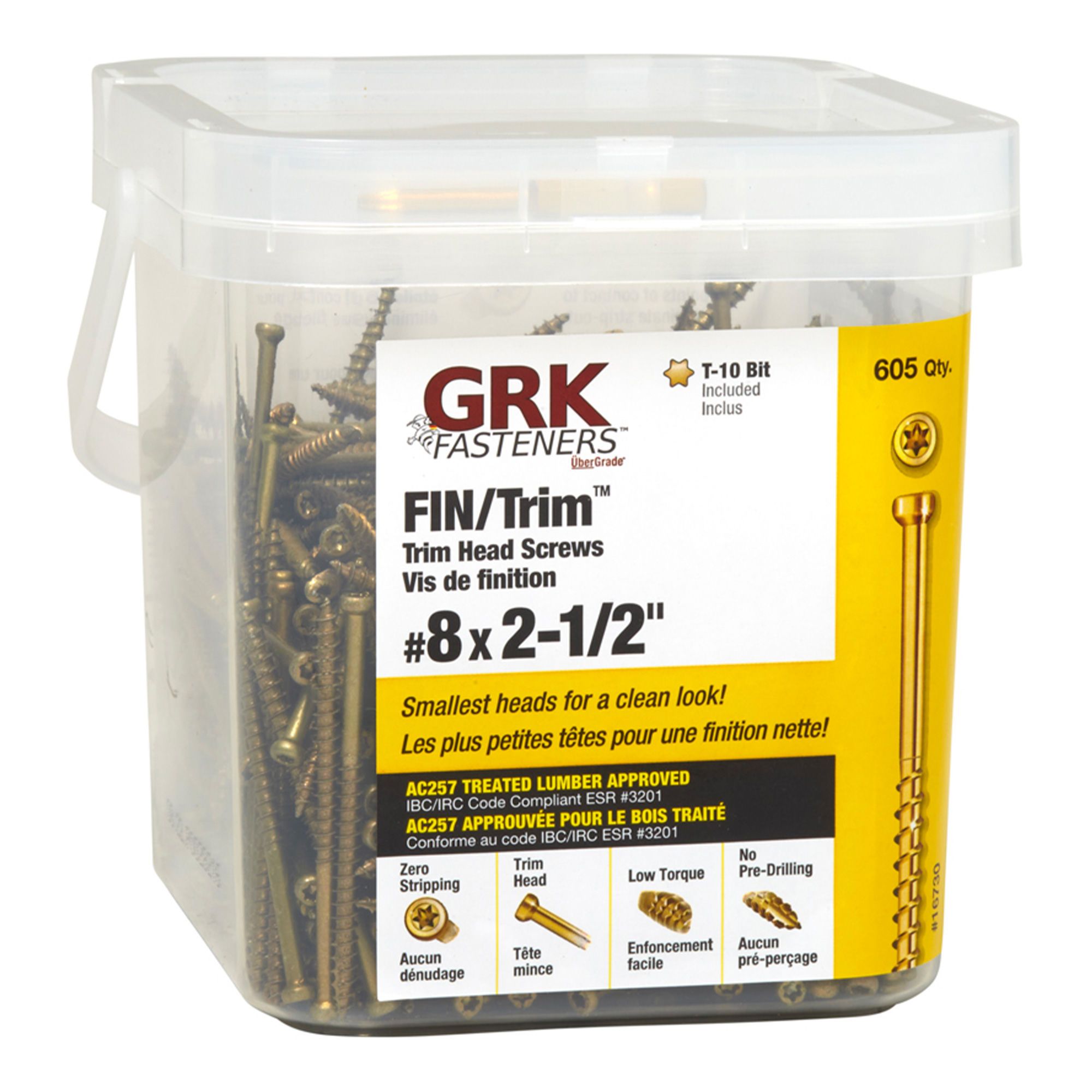 Vis à bois traité, FIN/TRIM, #8 X 2 1/2", 605/pqt de GRK | BMR