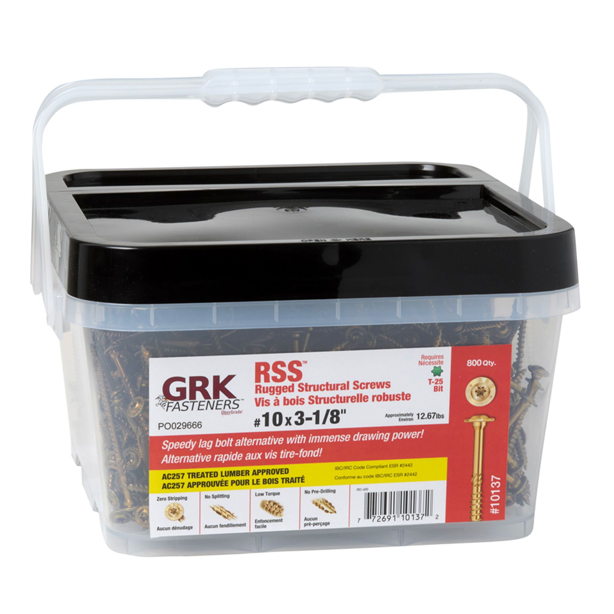 Screws - STR - RSS - #10 x 3 1/8" - 800/pkg from GRK | BMR