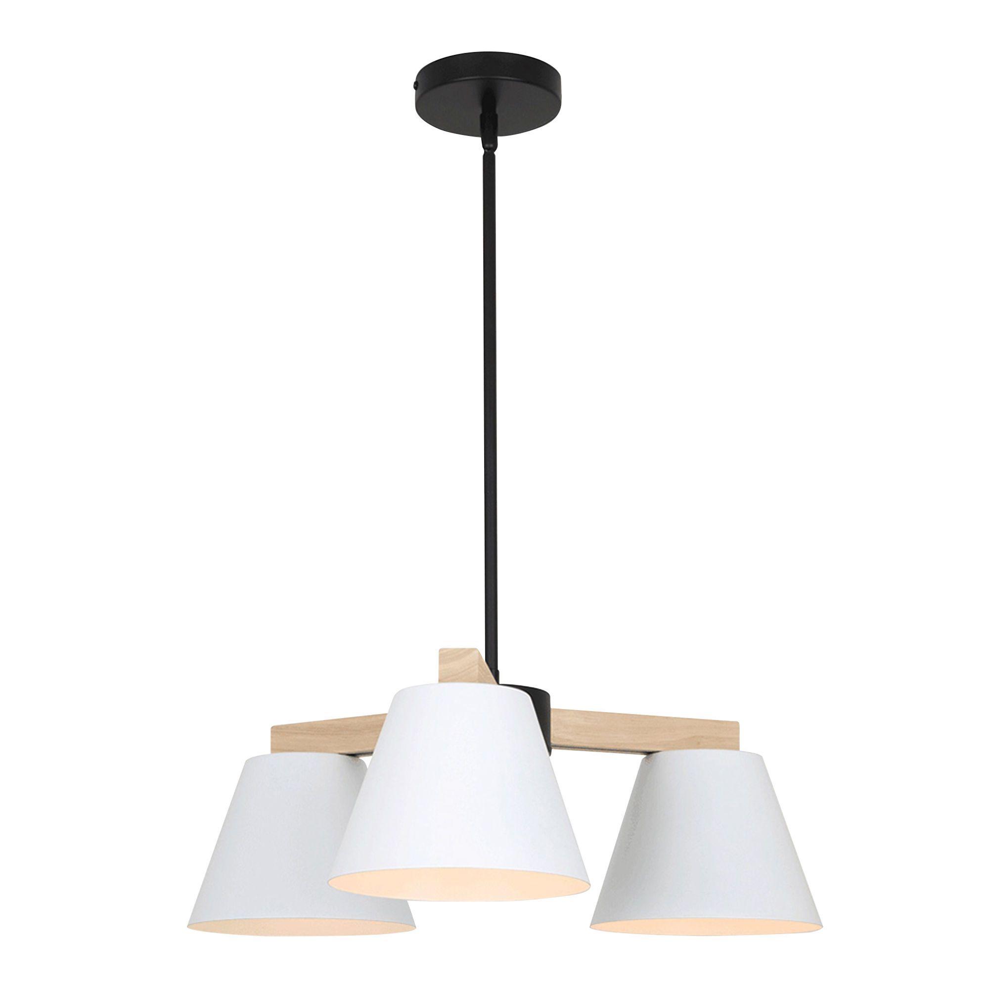 Luminaire suspendu Maderrio, 3 lumières, 8", noir-blanc mat de OPAZ | BMR