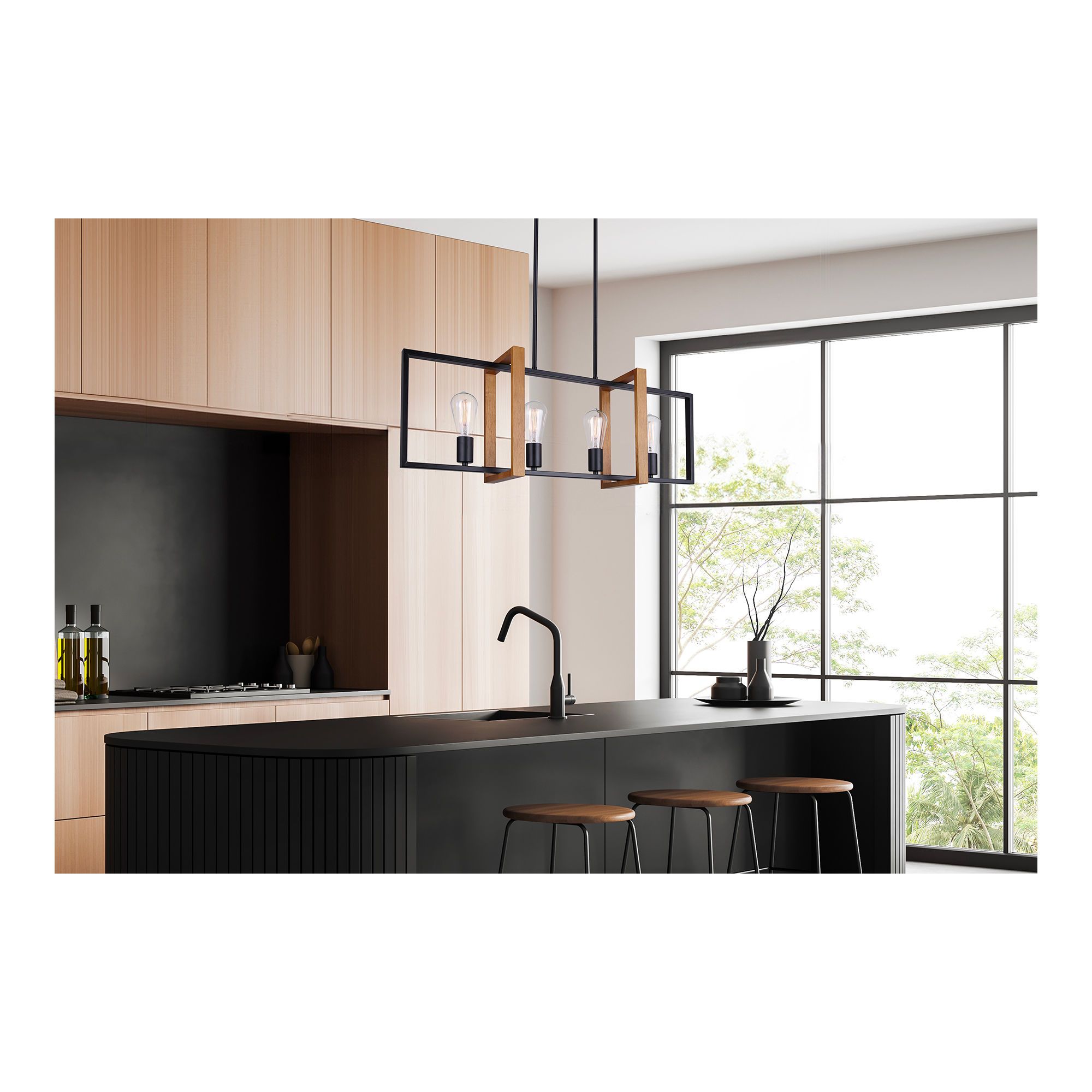 Luminaire suspendu Riberia, 20", noir-bois de OPAZ | BMR