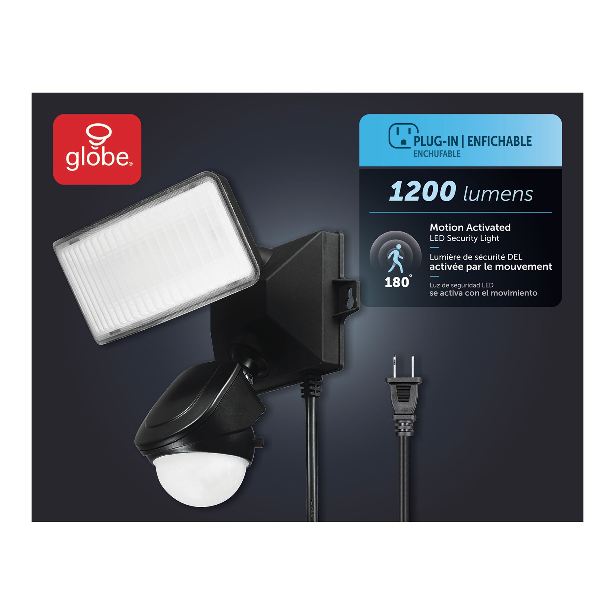 Security Light – LED – Plug In - Black from GLOBE | BMR