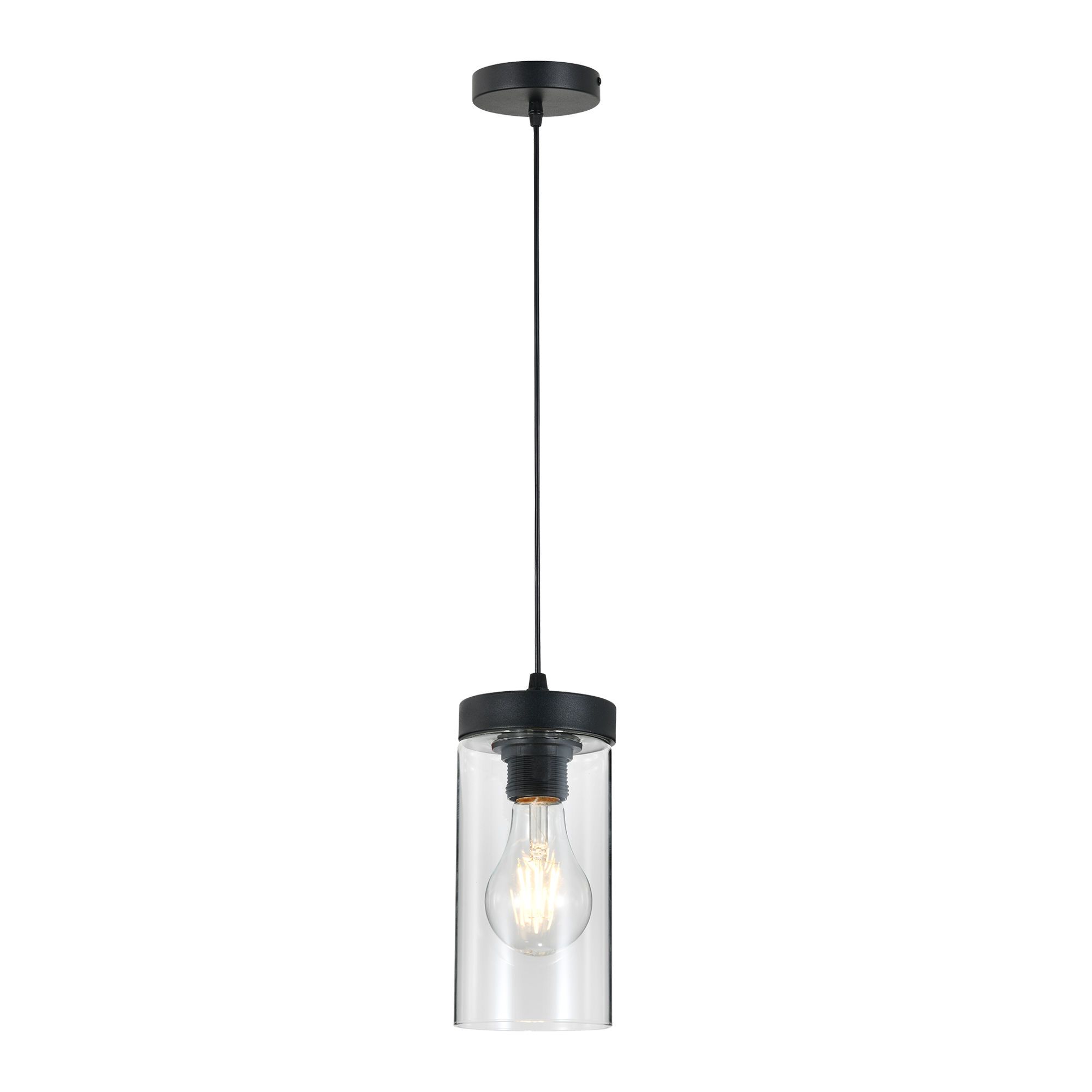 Luminaire suspendu, 1 lumière, Clema, noir-verre, 12 cm de OPAZ | BMR