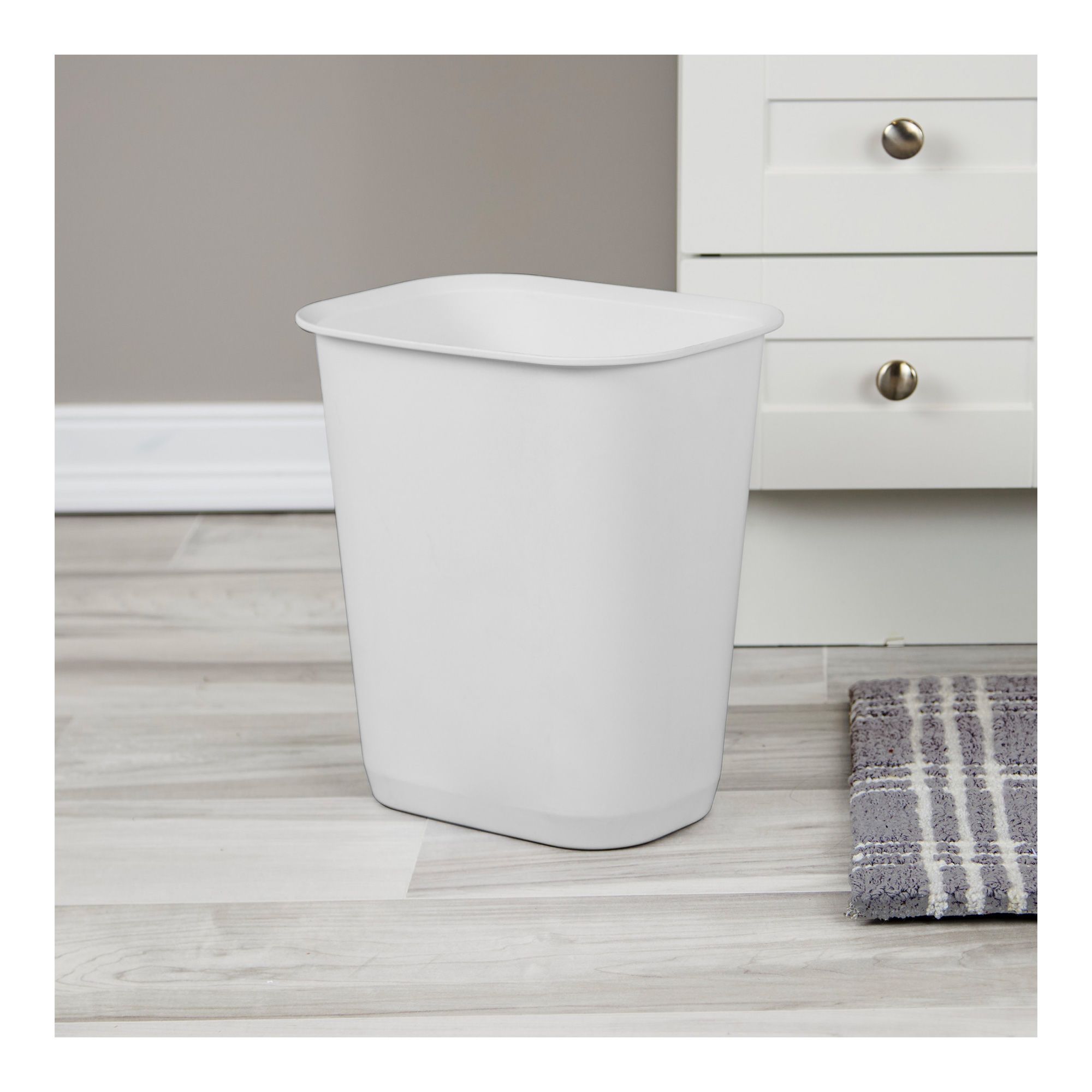Wastebasket – Rectangular – White – 11 5/8" x 8 1/8" x 12 3/8" - 11.4 l ...